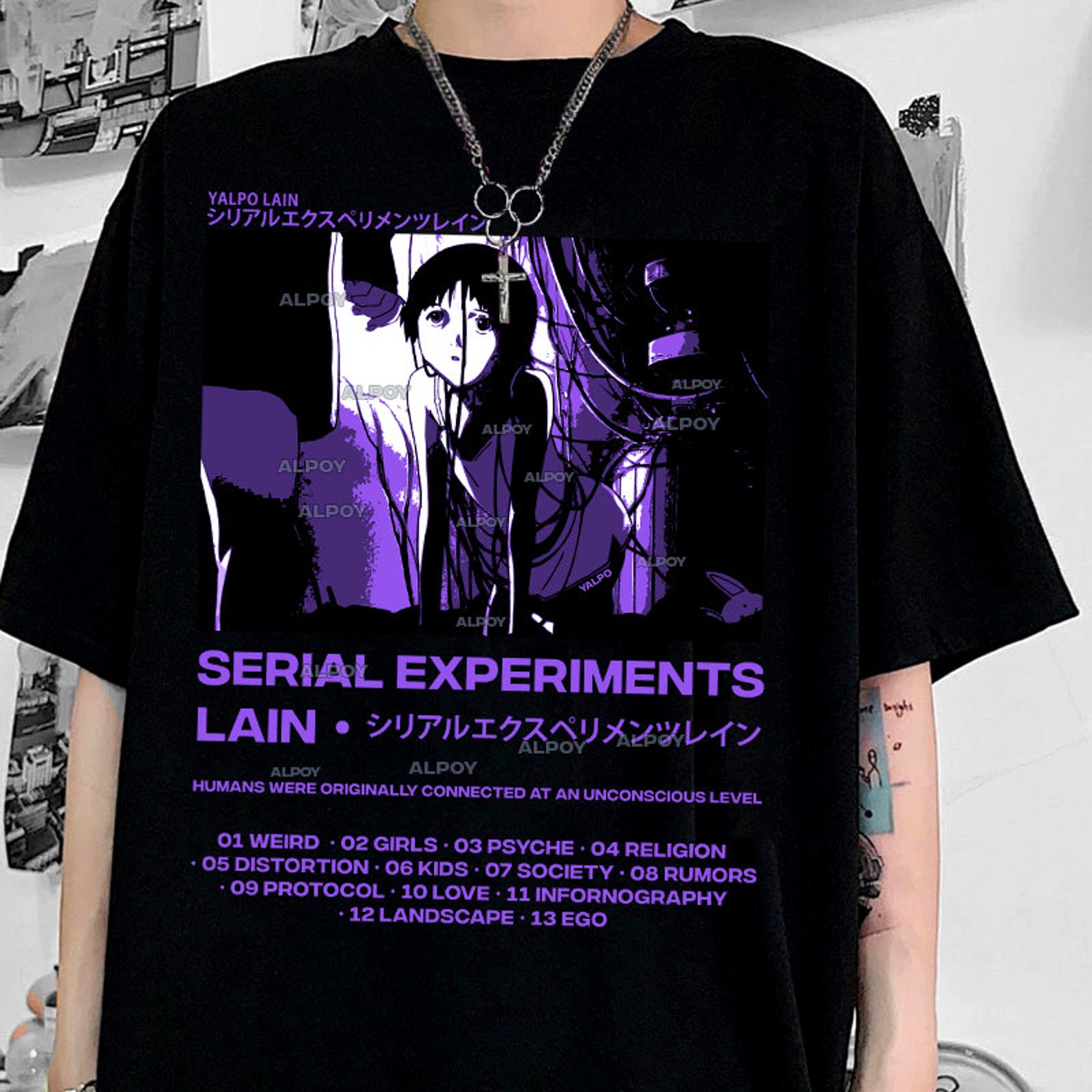 SERIAL Experiments Lain Shirt, Cyberpunk Lain Iwakura Tshirt, Anime 90s ...