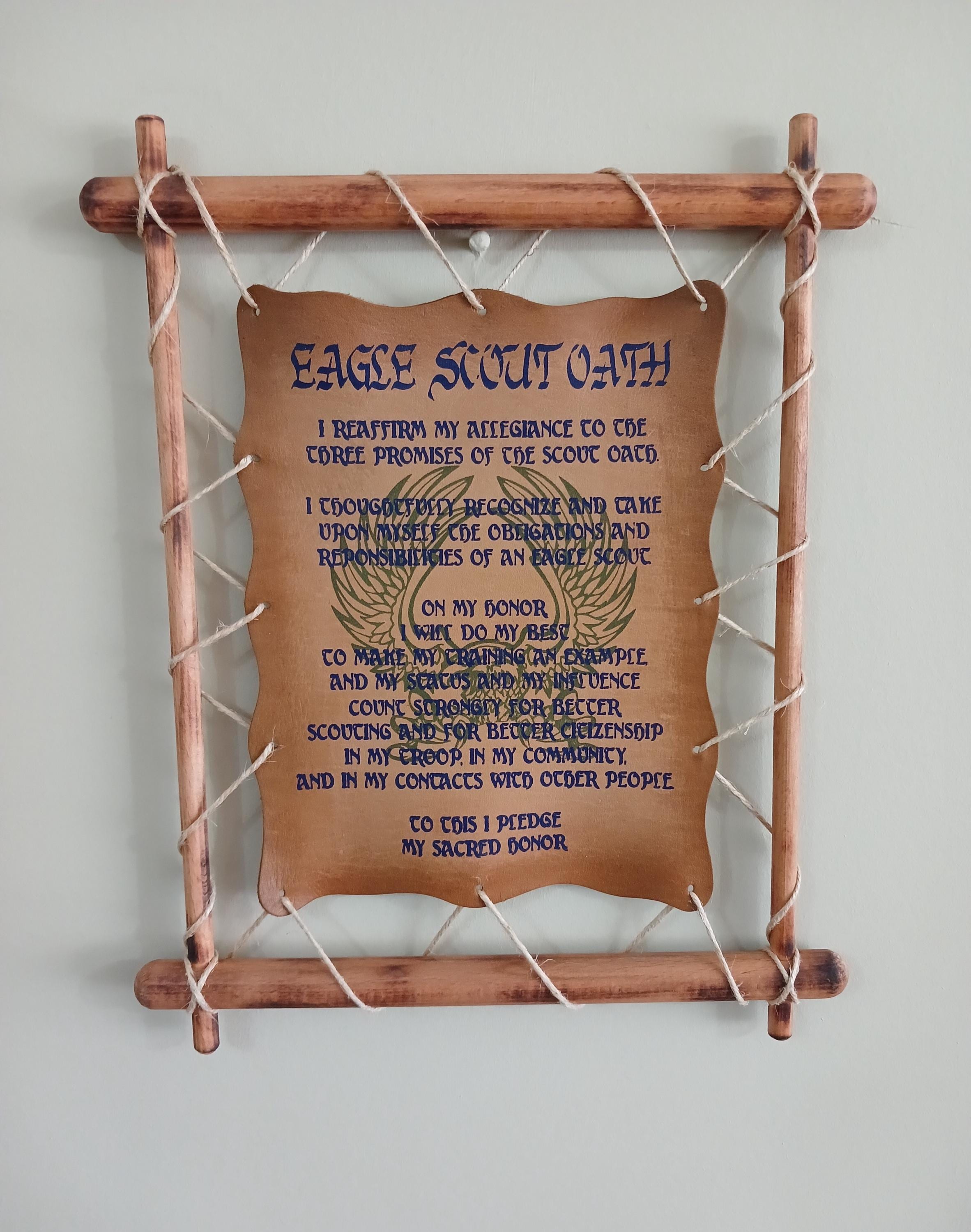 Eagle Scout Elegance: Leather Wall Accessories Set With Eagle Scout Oath - Etsy