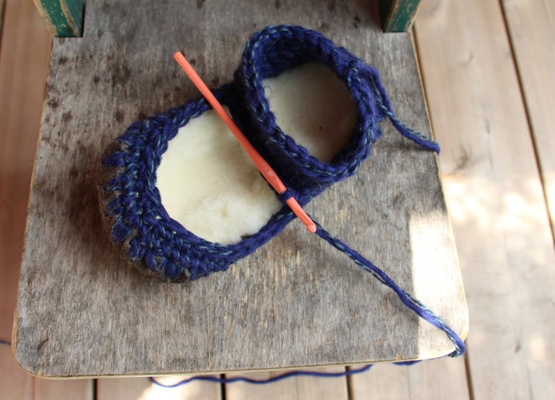 Wool Sheepskin Crochet Slipper Pattern for Infant, Toddler, Children ...
