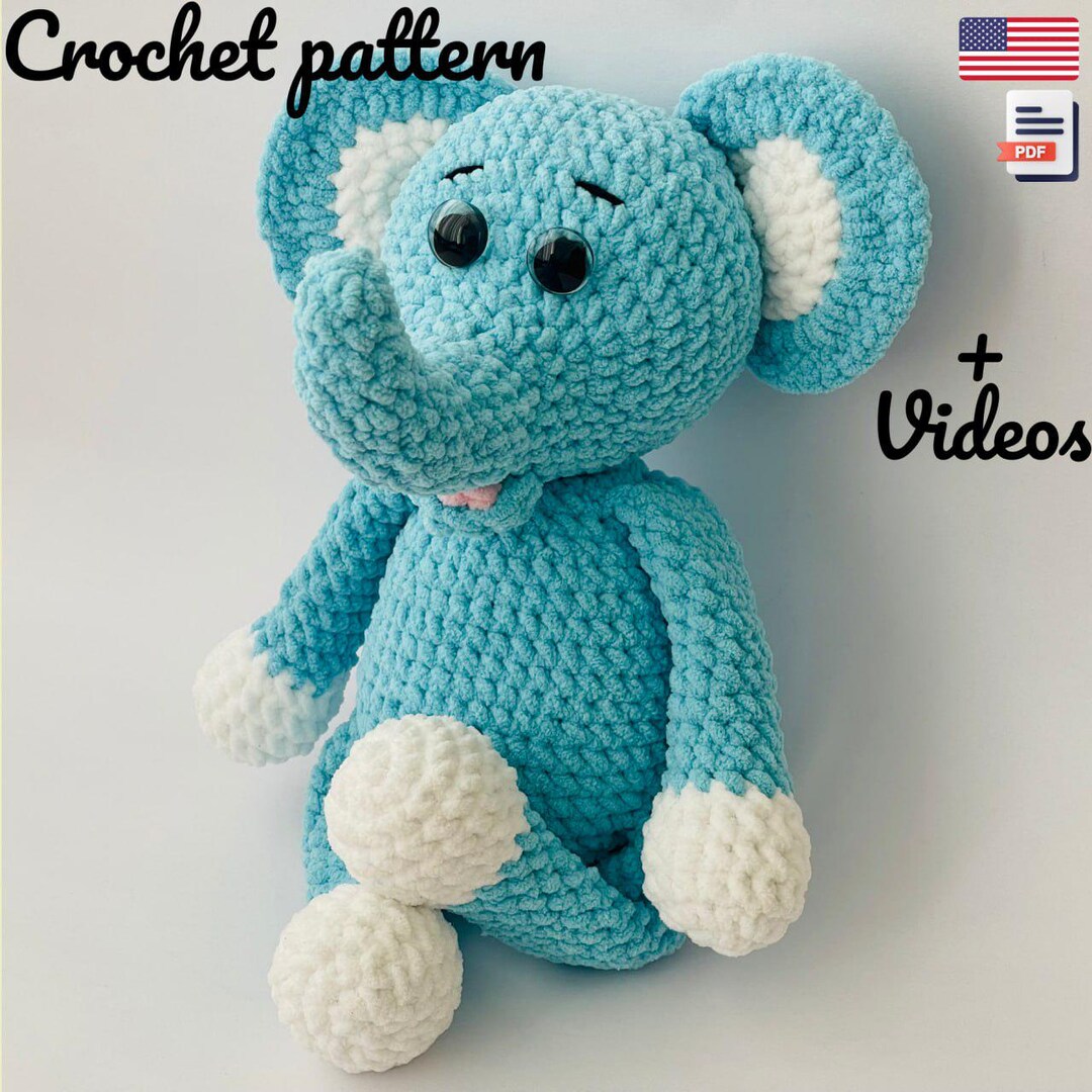 Adorable Blue Elephant Crochet Pattern: Includes Step-by-step Photo ...