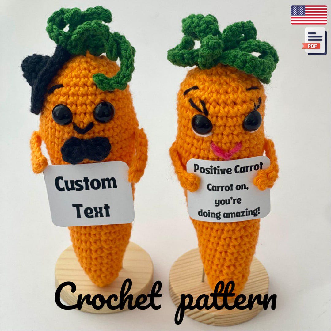 Positive Carrot Crochet Pattern - Beginner-friendly, Digital Download ...
