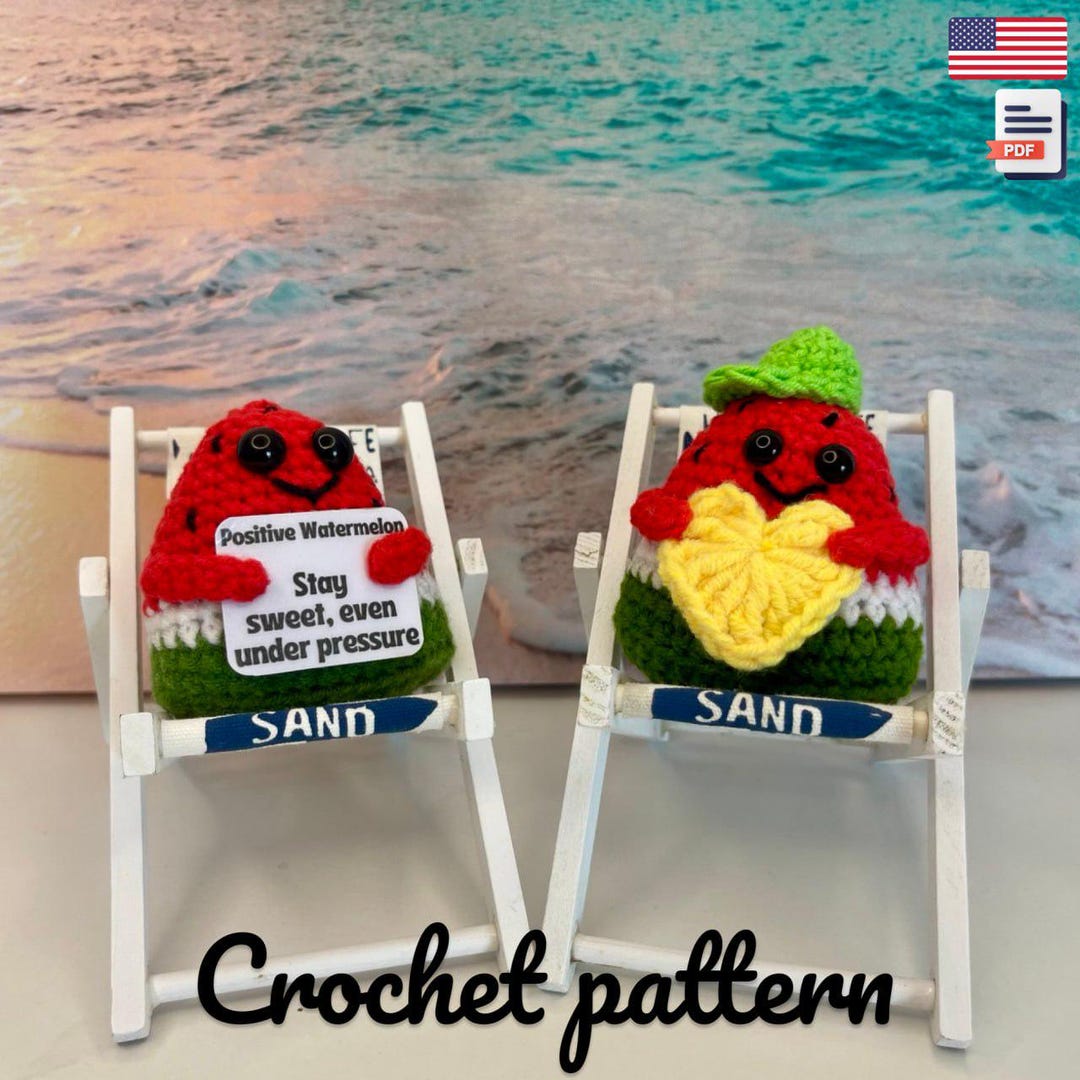 Positive Watermelon With Cap Crochet Pattern - Emotional Support ...