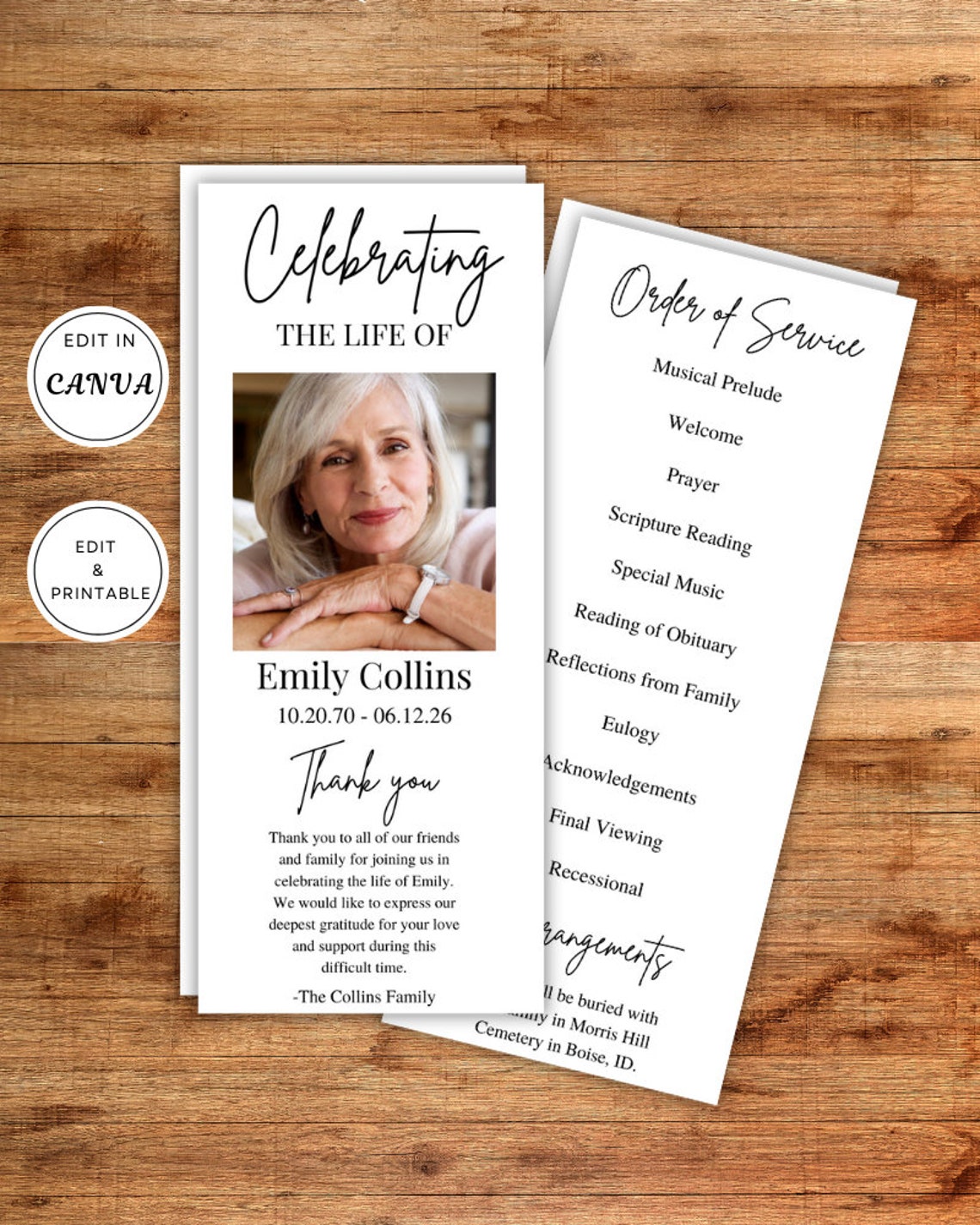 Minimalist Funeral Program Template Simple Funeral Program Template ...