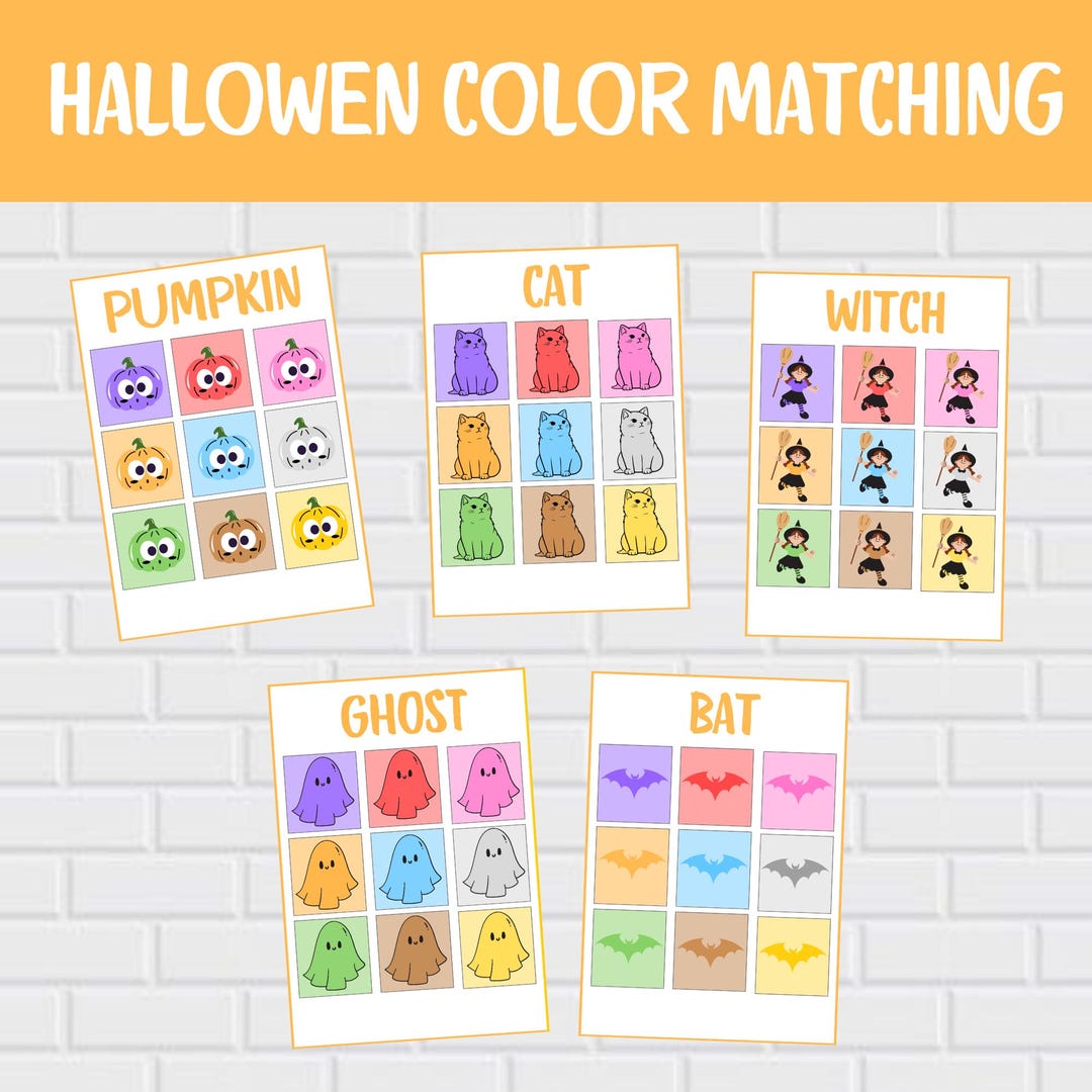 Printable Hallowen Color Matching Preschool Activity Printable Color ...