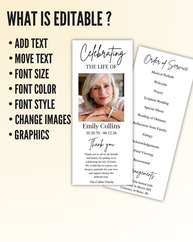 Minimalist Funeral Program Template Simple Funeral Program Template ...