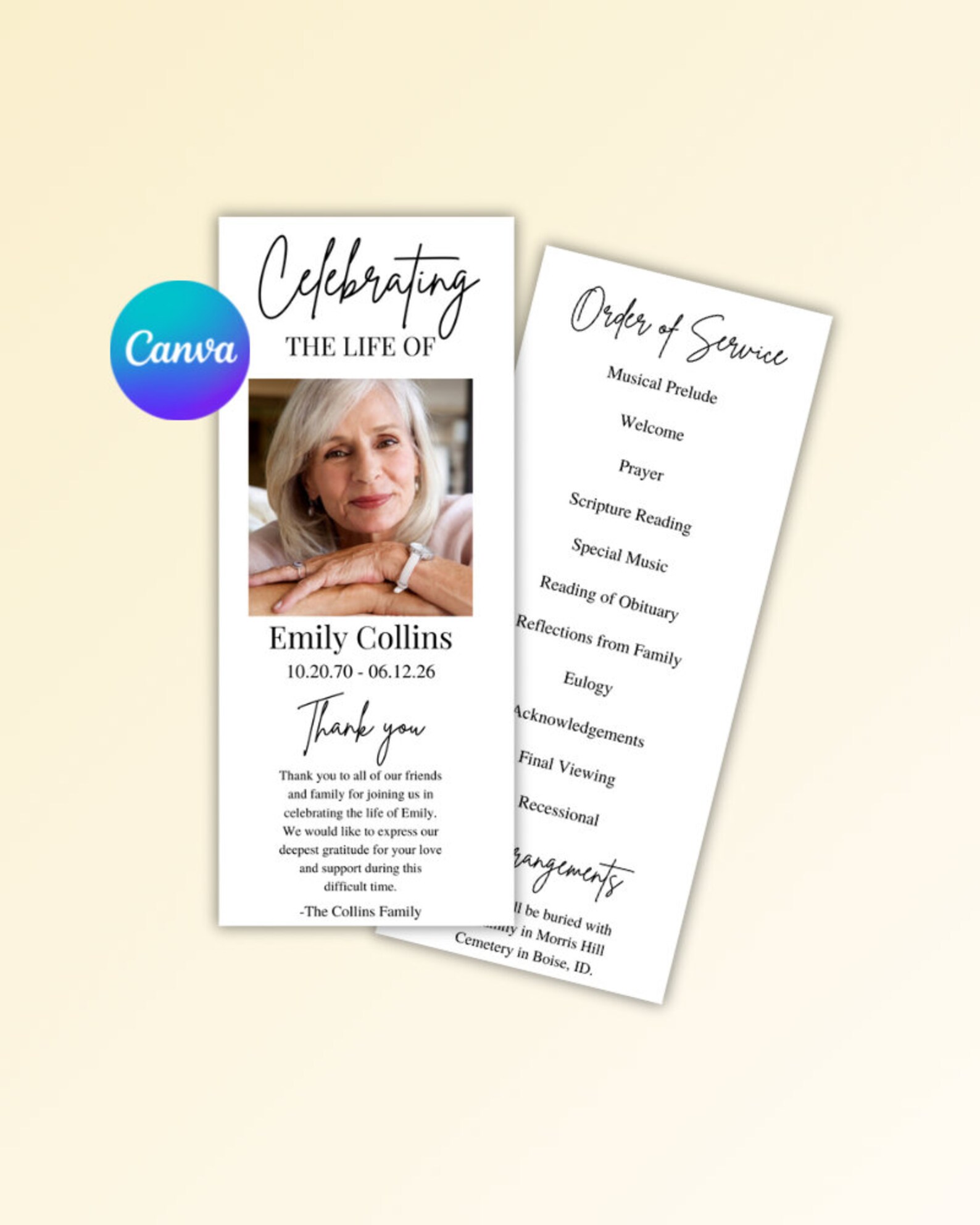 Minimalist Funeral Program Template Simple Funeral Program Template ...