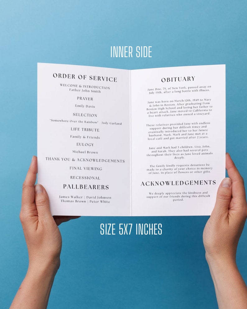 Minimalist Funeral Program Template Celebration of Life Simple Funeral ...