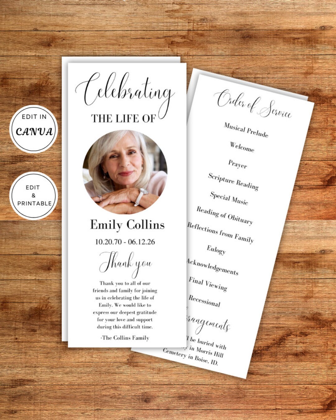 Minimalist Funeral Program Template simple Funeral Program Template ...