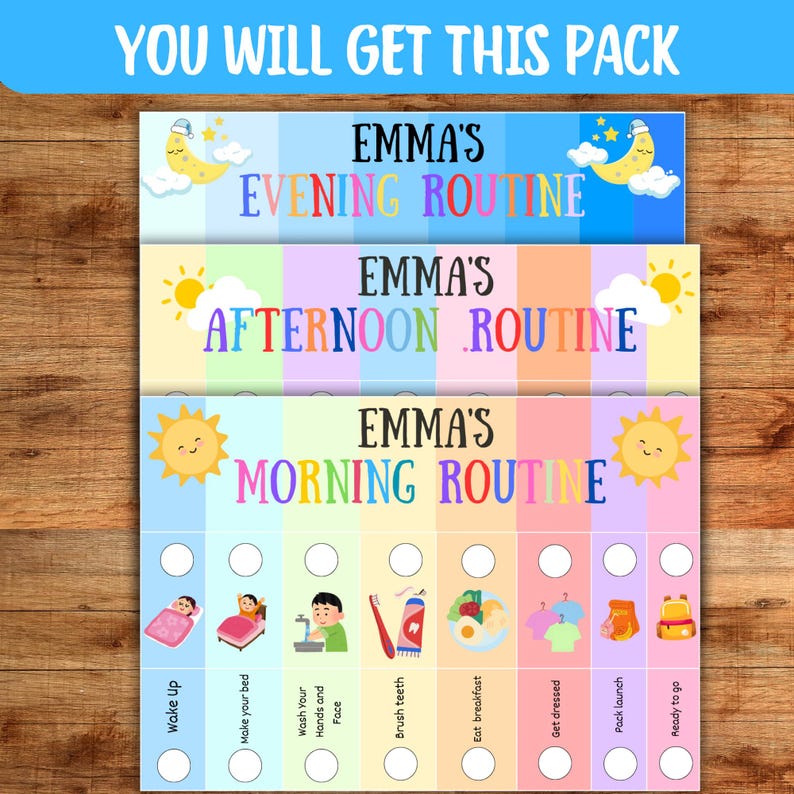 Morning, Afternoon & Evening Routine Chart , Daily Visual Schedule ...