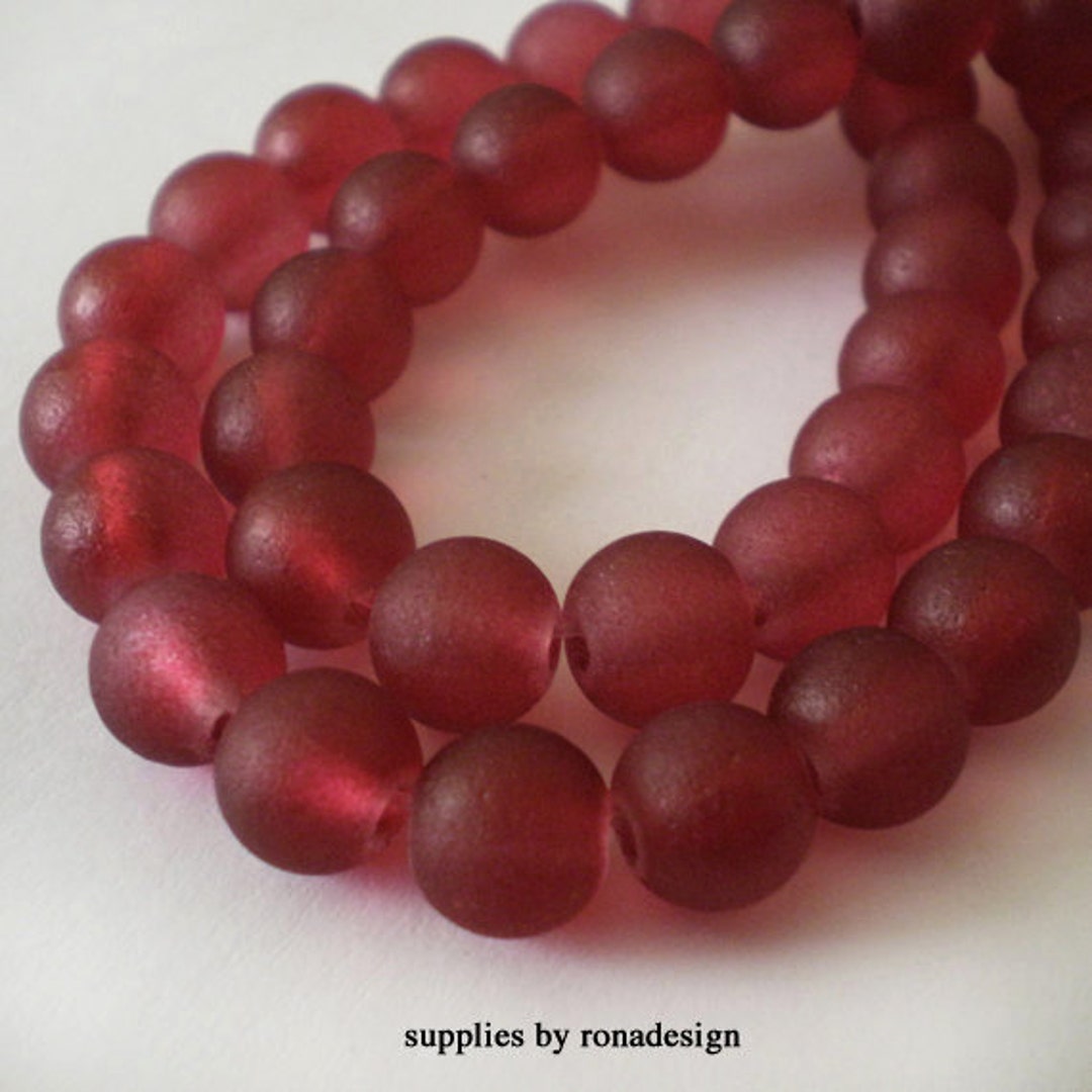 25pcs - 8mm Frosted Matte Dark Red Glass Beads - Etsy