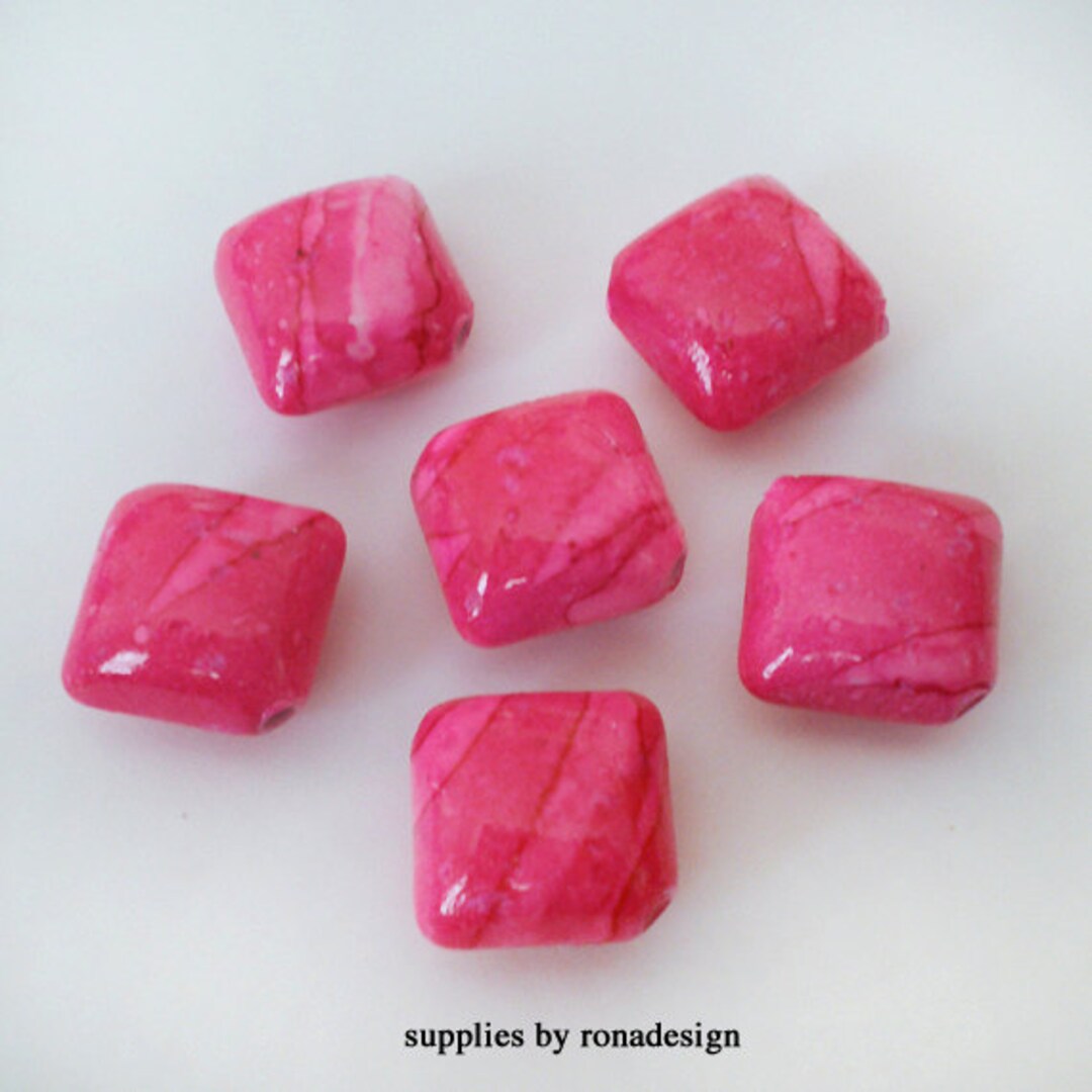 16x14mm Bright Pink Rhombus Shape Acrylic Beads 10 Pcs - Etsy