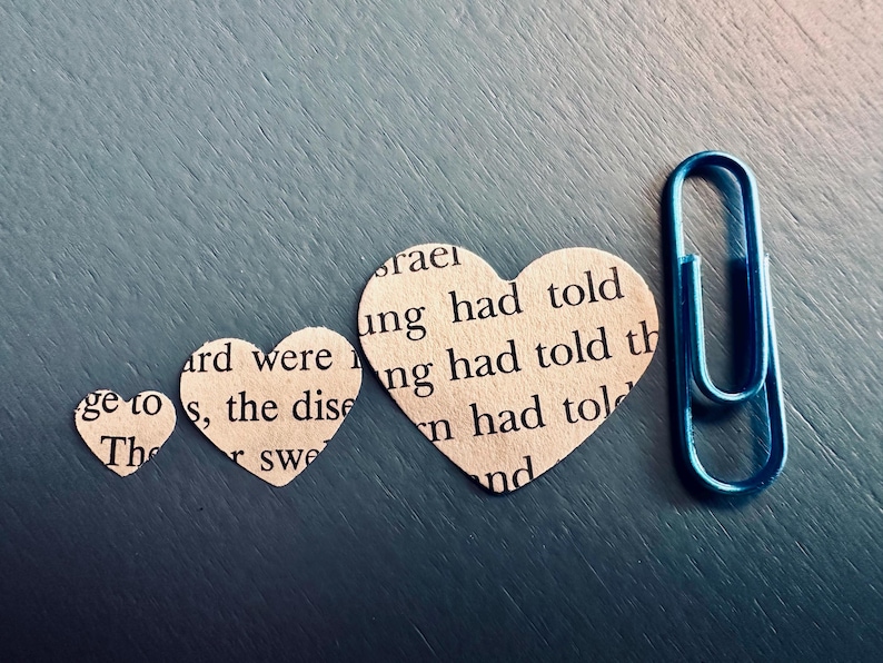 Book Page Heart Confetti: Wedding Decor, Book Party, Bridal Shower Made ...