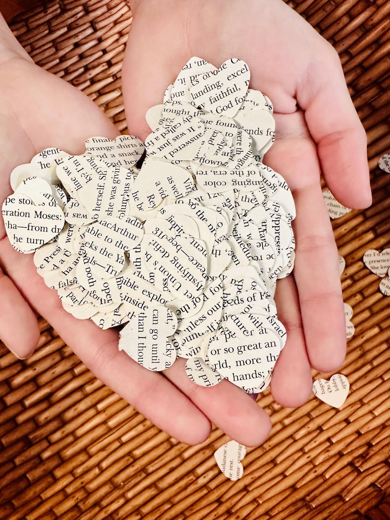 Book Page Heart Confetti: Wedding Decor, Book Party, Bridal Shower Made ...
