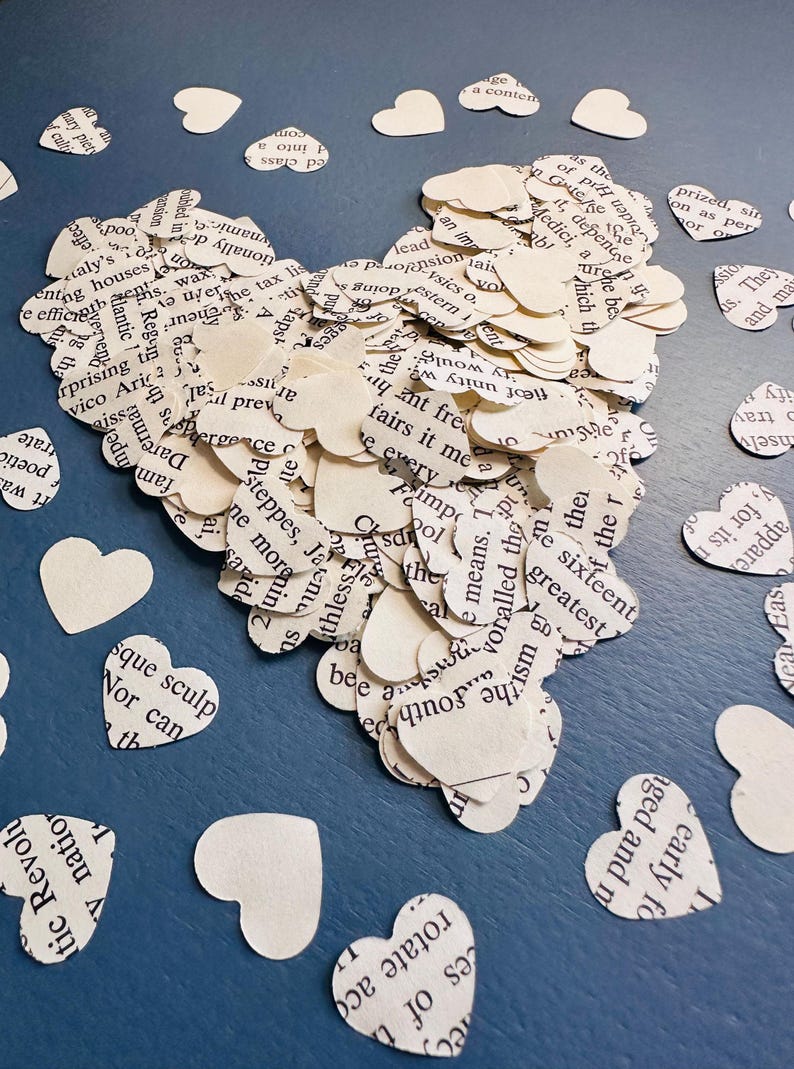 Book Page Heart Confetti: Wedding Decor, Book Party, Bridal Shower Made ...