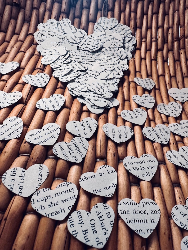 Book Page Heart Confetti: Wedding Decor, Book Party, Bridal Shower Made ...