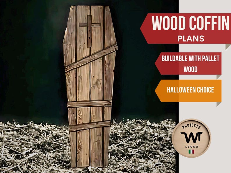 Wooden Coffin Build Plans, Scary Crate, Spooky Halloween, Decor, Horror Goth Style, Wood Diy ...