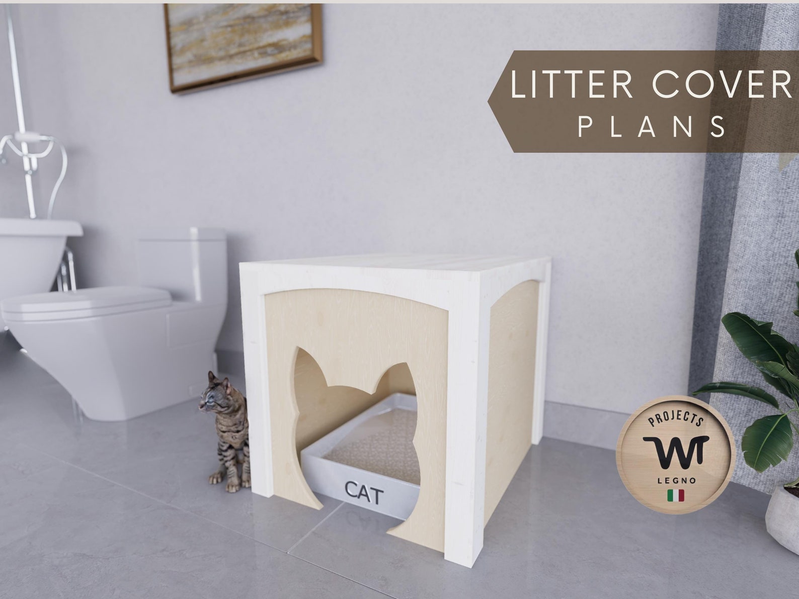 Wooden Litter Cover Plans, Large Diy Project for Cats, Personalizable ...
