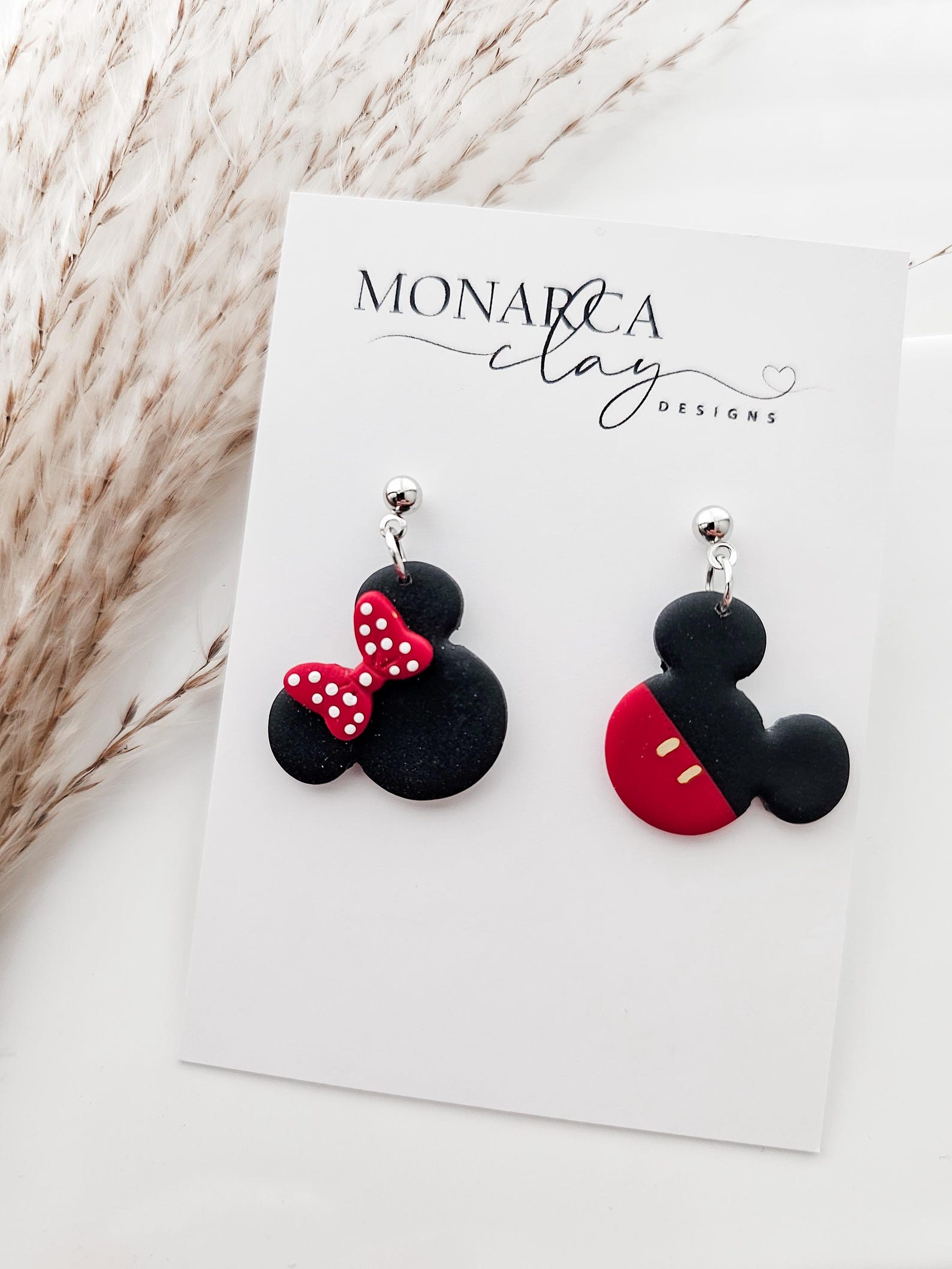 Mouse Ears Red Bow Polka Dot Red Pant Drop Dangle Earrings - Etsy