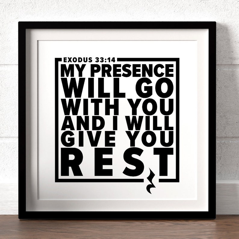 Scripture Wall Art Digital Download Black & White Exodus 33:14 - Etsy