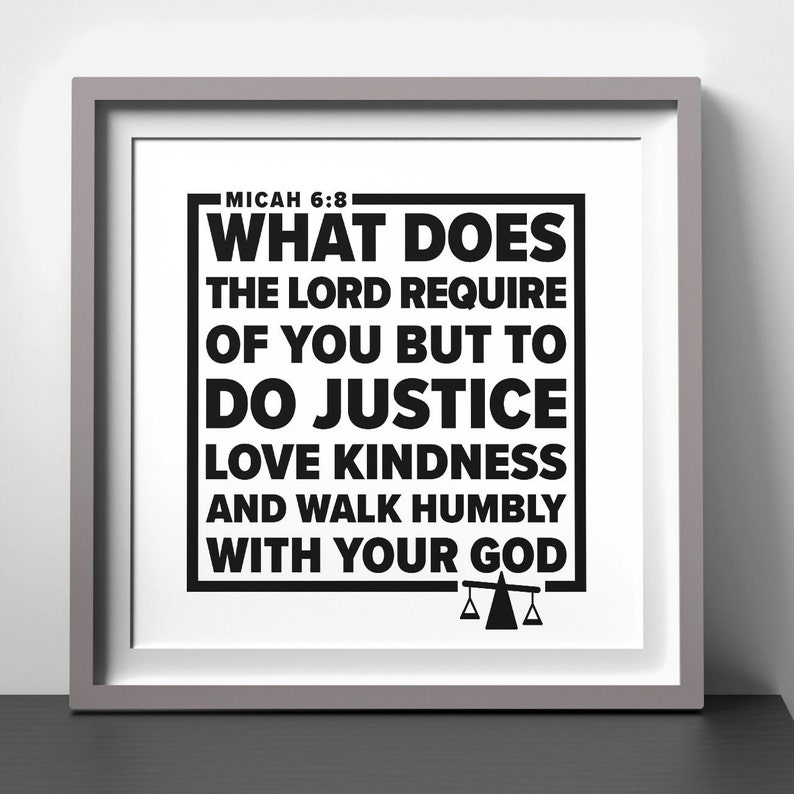 Scripture Wall Art Digital Download Black & White Micah 6:8 - Etsy