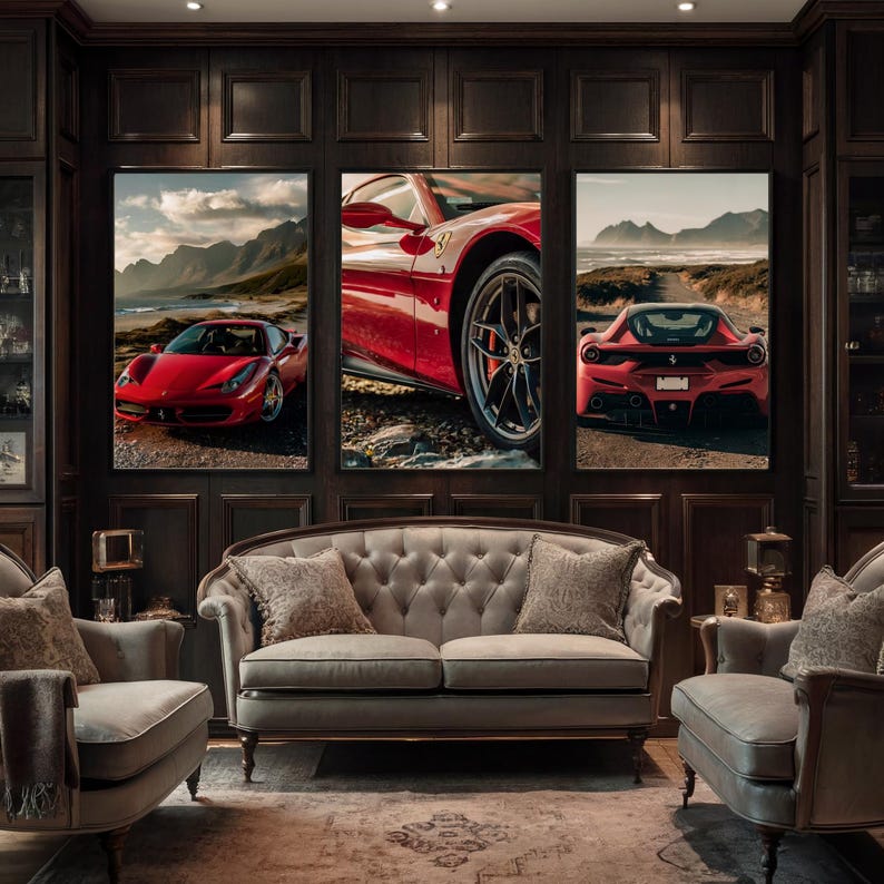 Ferrari Poster Set of 3, Ferrari Wall Art, Racing Car Prints, Car Lover ...