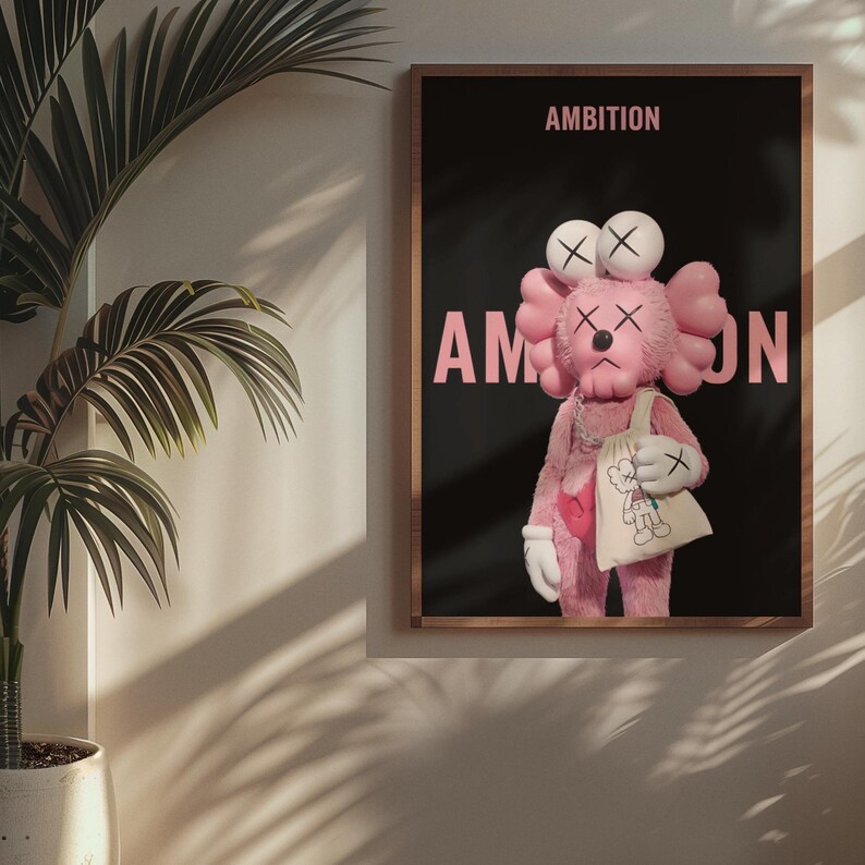 Pink KAWS Poster Set of 3, Graffiti Hypebeast Art Prints, Printable ...