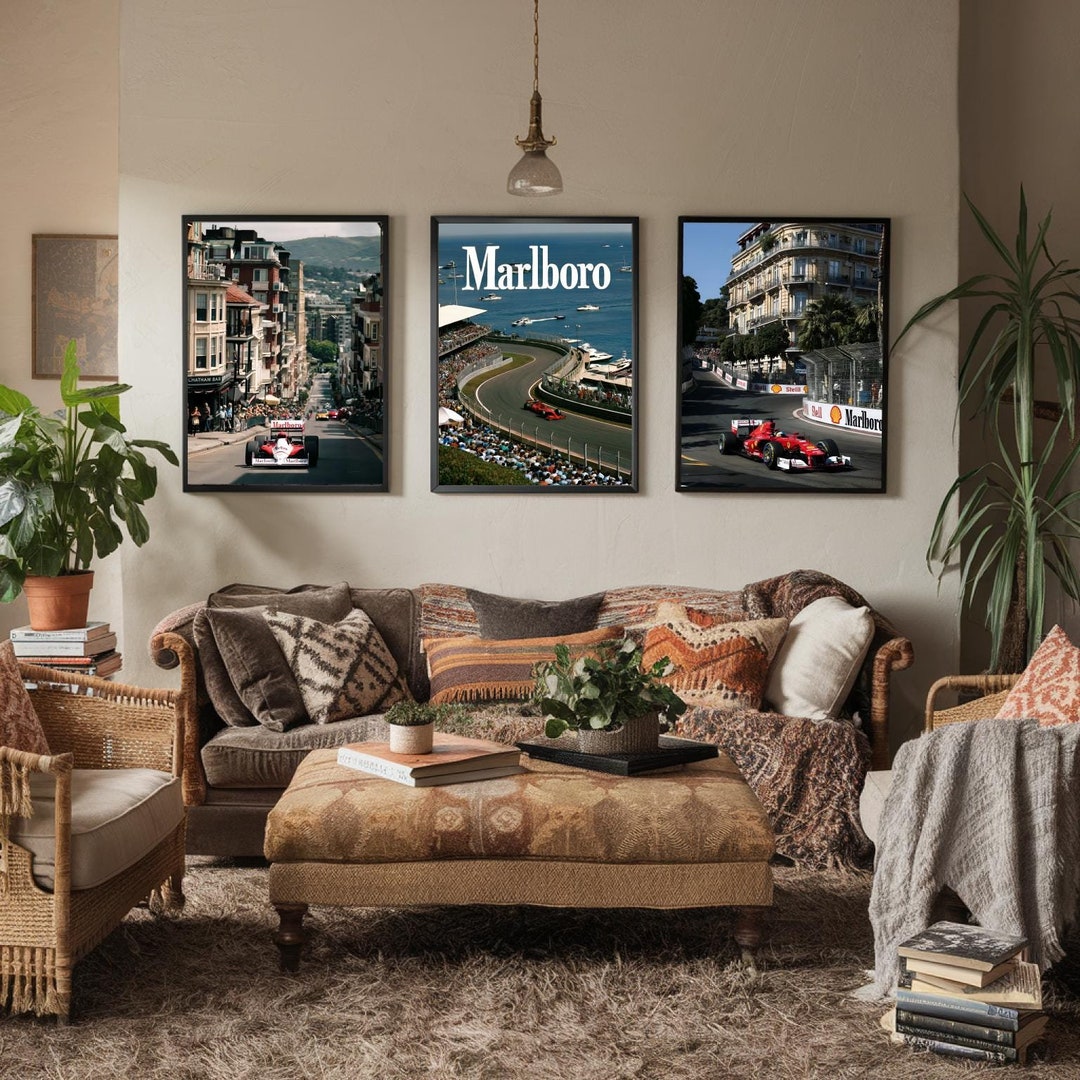 F1 Wall Art Set of 3, Vintage Formula One, Classic Racing Circuit Print ...
