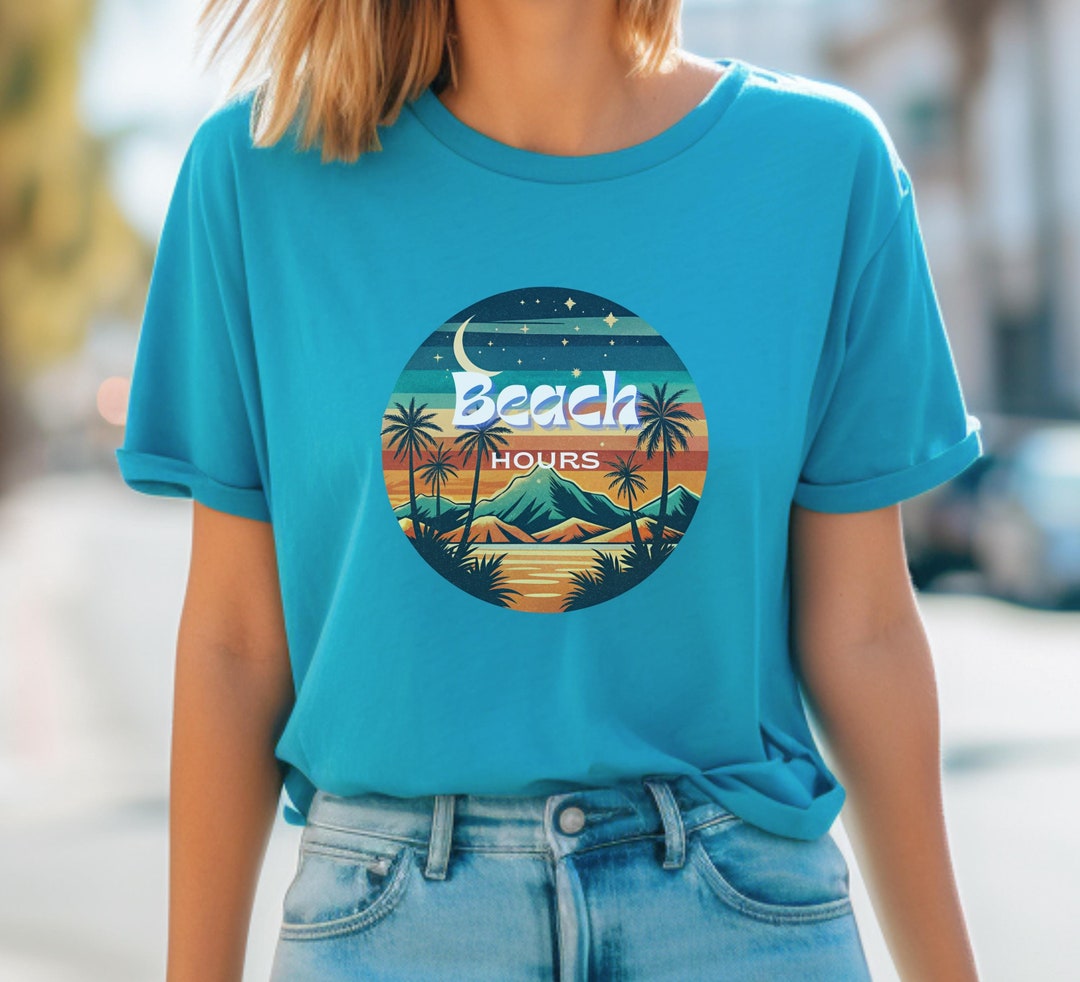Beach Hours T-shirt, Palm Trees Tee,sunset, Beach Summer Tee, Tropical ...