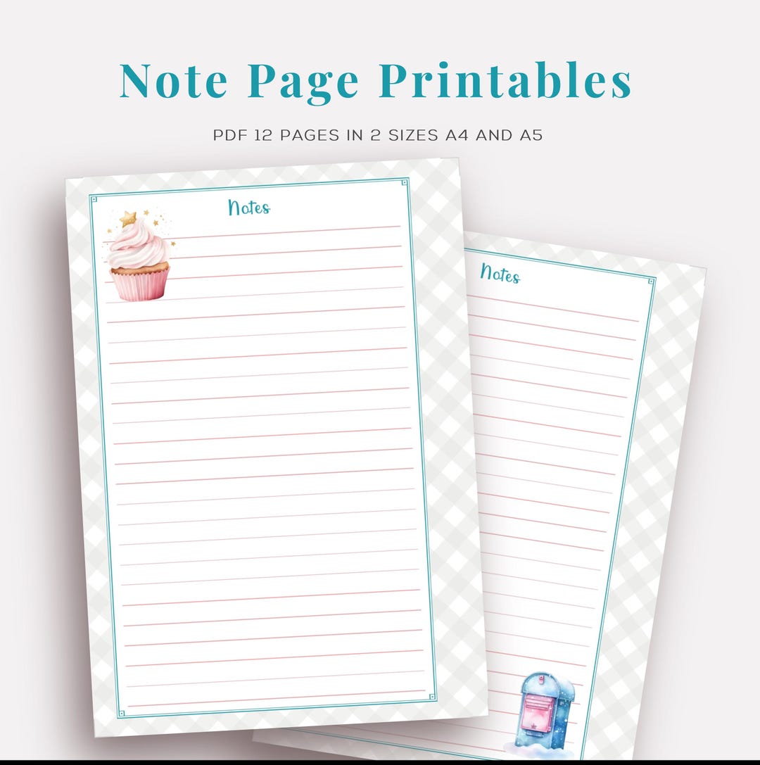 12 Printable Note Pages - Etsy