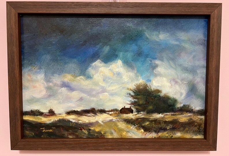 Blue Sky and White Clouds Original 13 X 9 Inch Oil Landscape Painting ...