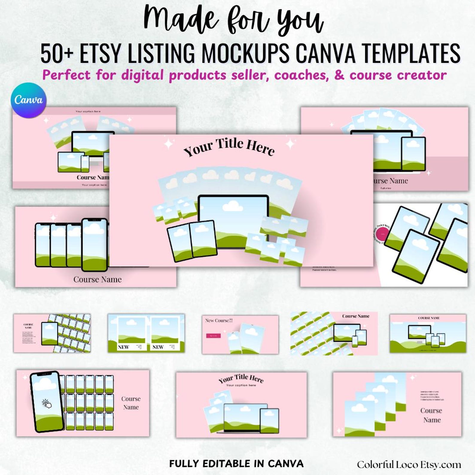 50+ Mockup Canva Template for Coaches, Course Creator Mockup, Digital ...