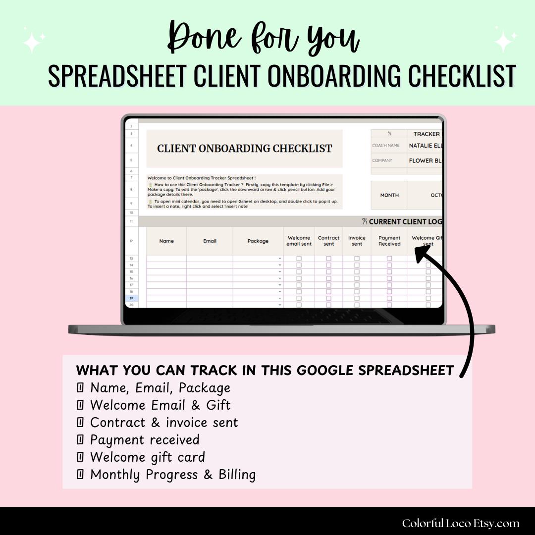 Client Onboarding Checklist Spreadsheet Coaches,client Onboarding ...