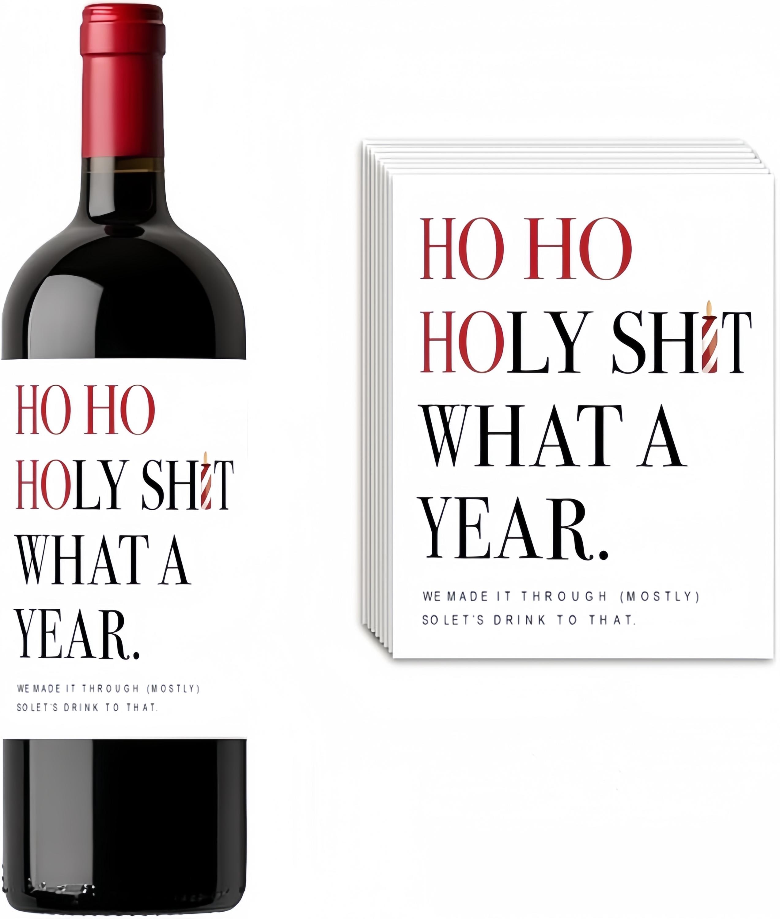 Christmas Humor Wine Bottle Labels Stickers/ Funny Waterproof Holiday ...
