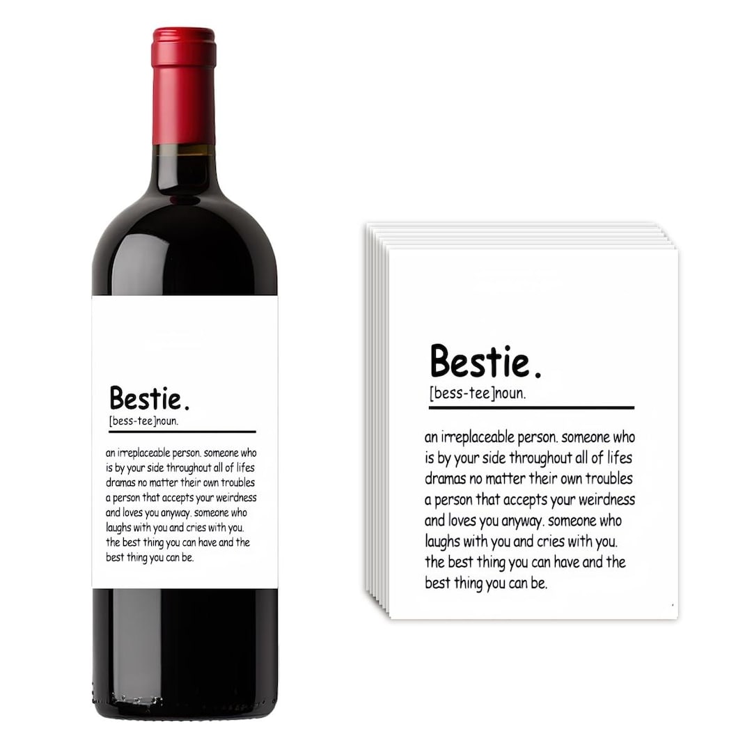 Bestie Waterproof Wine Label/ Self Adhesive Label for Best Friend/wine ...