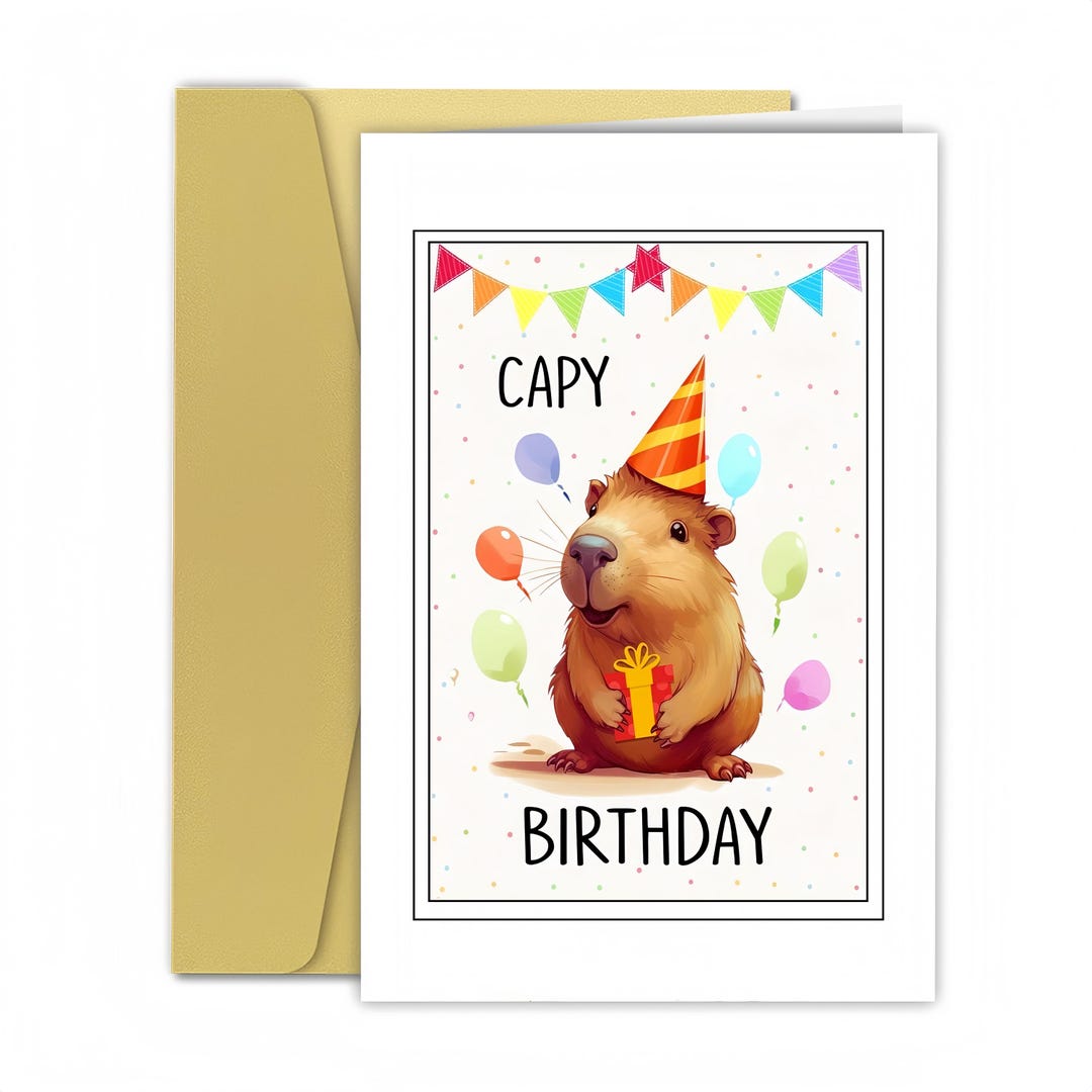 Cute Capybara Birthday Card for Kids, Men, Women/ Funny Capybirthday ...