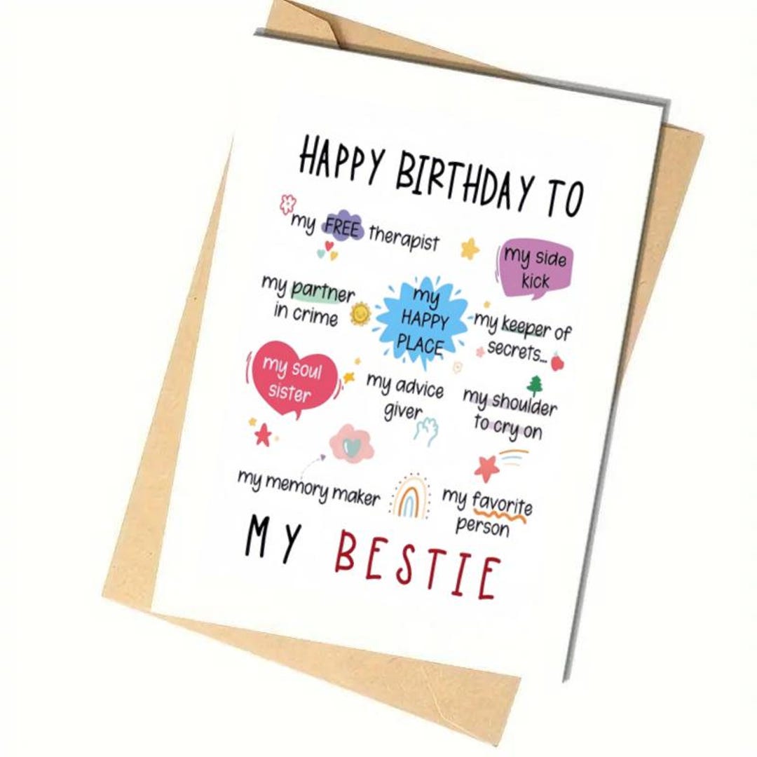 Birthday Card for Bestie/birthday Card for Friend/friendship Card/best ...