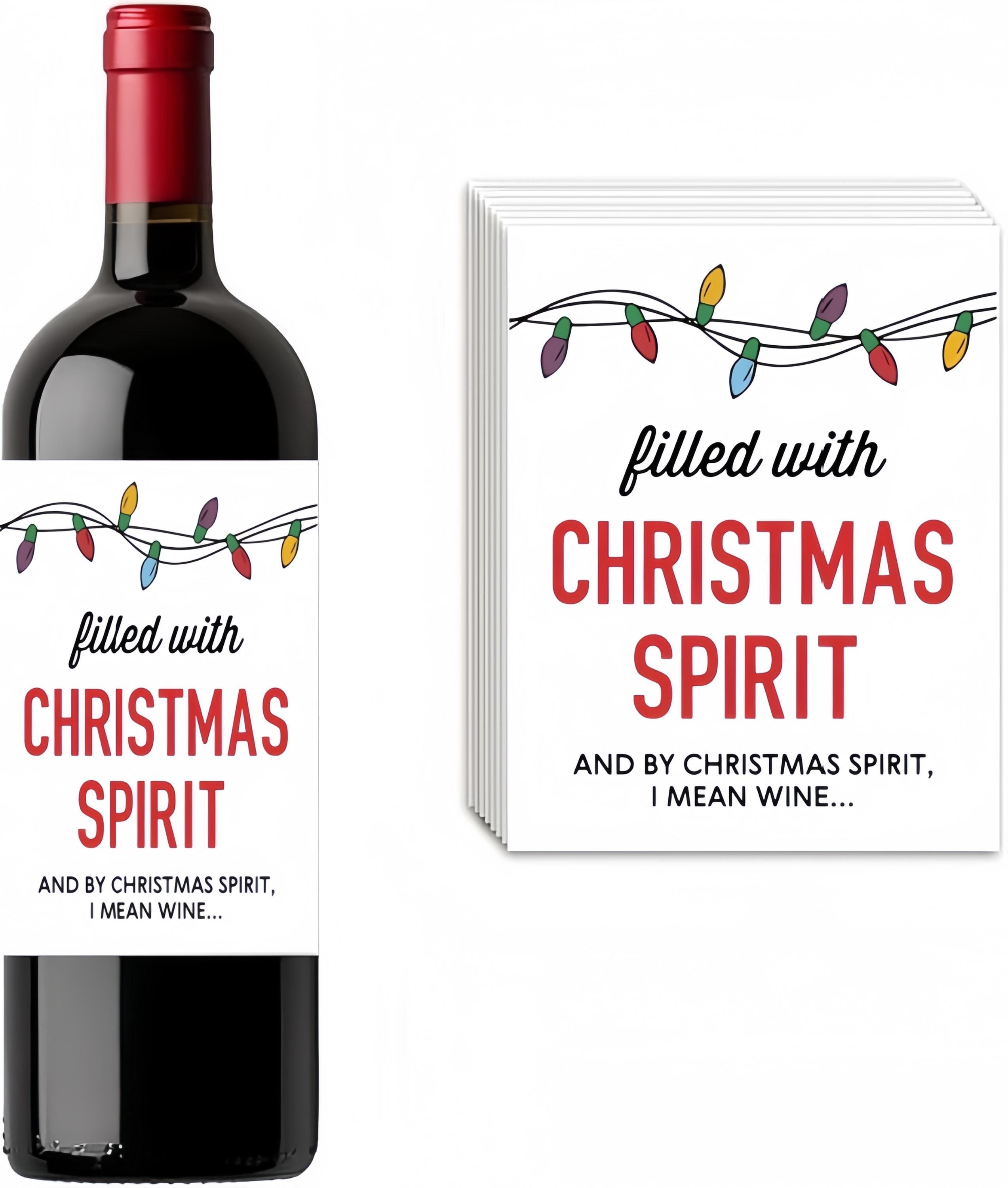 Christmas Humor Wine Bottle Labels Stickers/ Funny Waterproof Holiday ...