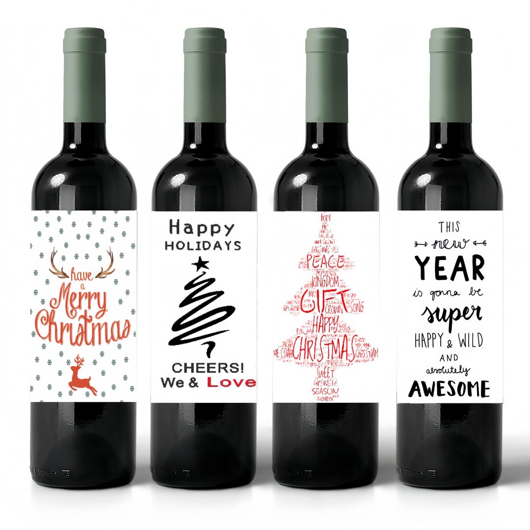 Glossy Vinyl Holiday Wine Labels for Friend or Family/christmas ...