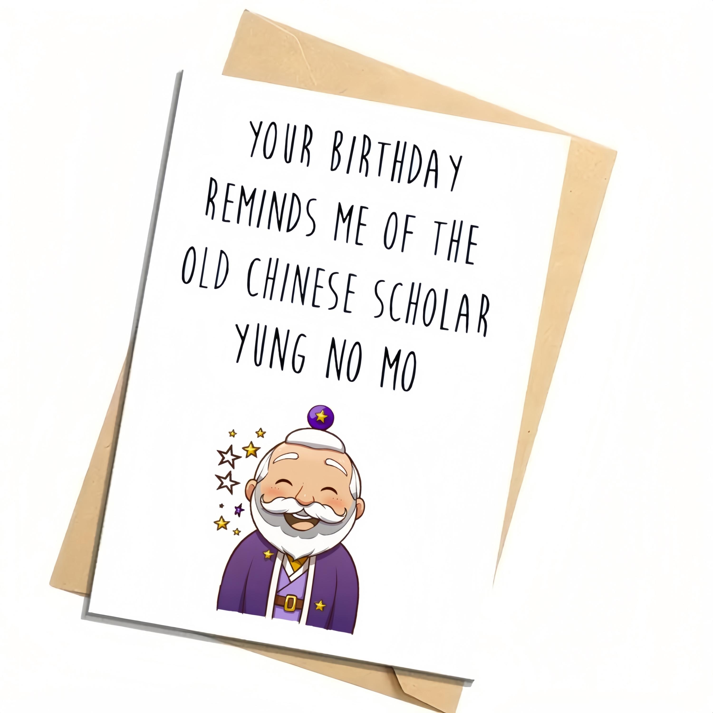 Funny Getting Old Birthday Card: Glittery Chinese Cartoon Design - Etsy