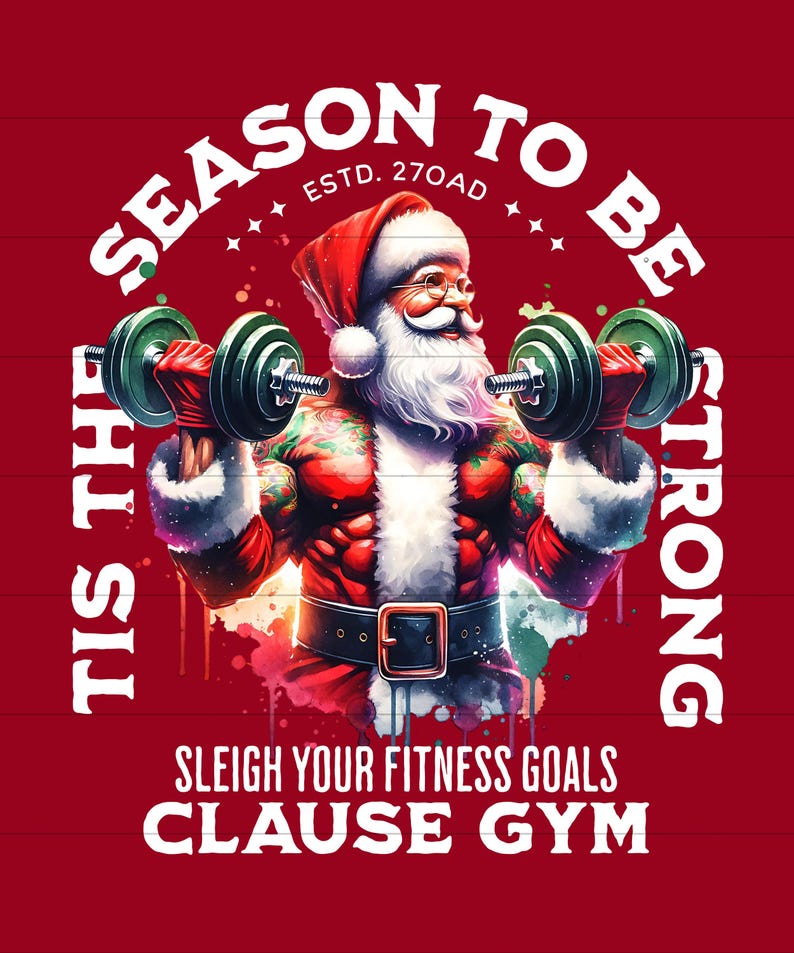 Christmas Gym Shirt PNG, Santa Png, Weightlifting Png, Fitness Shirt ...