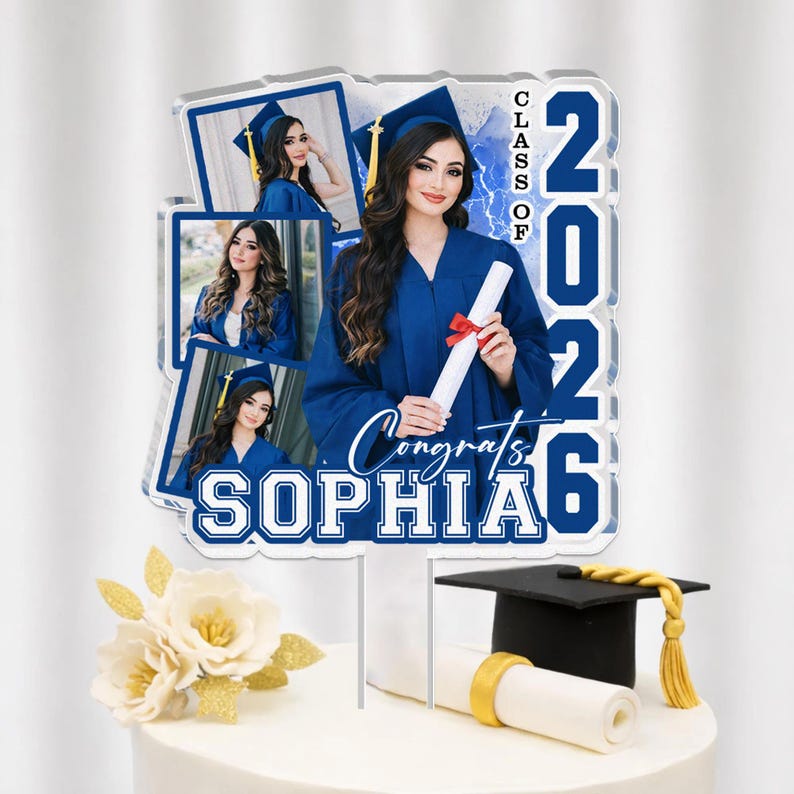 Personalized Photo Graduation Cake Topper 2026, Graduation Acrylic Cake ...