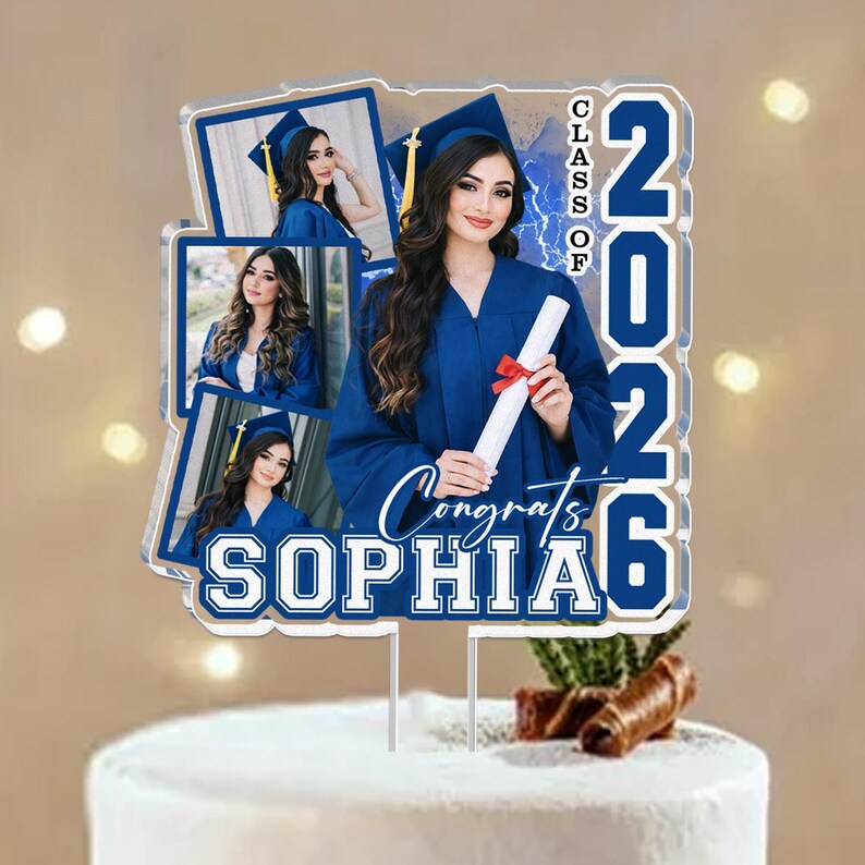 Personalized Photo Graduation Cake Topper 2026, Graduation Acrylic Cake ...