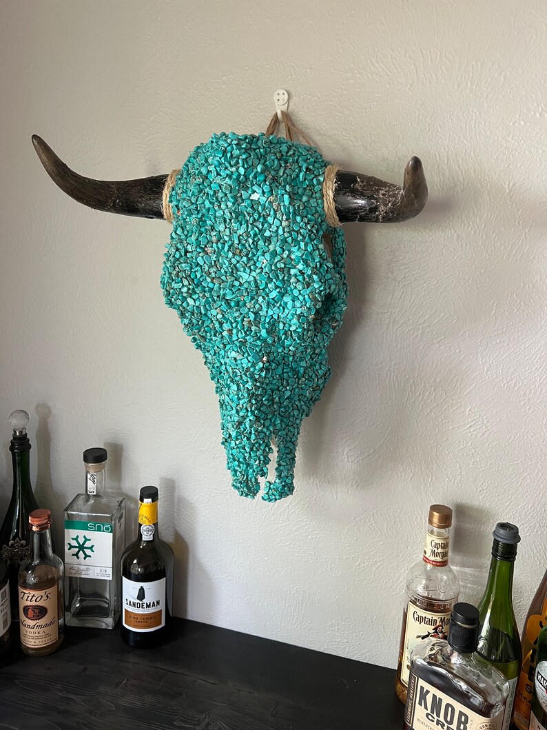 Turquoise Encrusted Cow Skull - Etsy