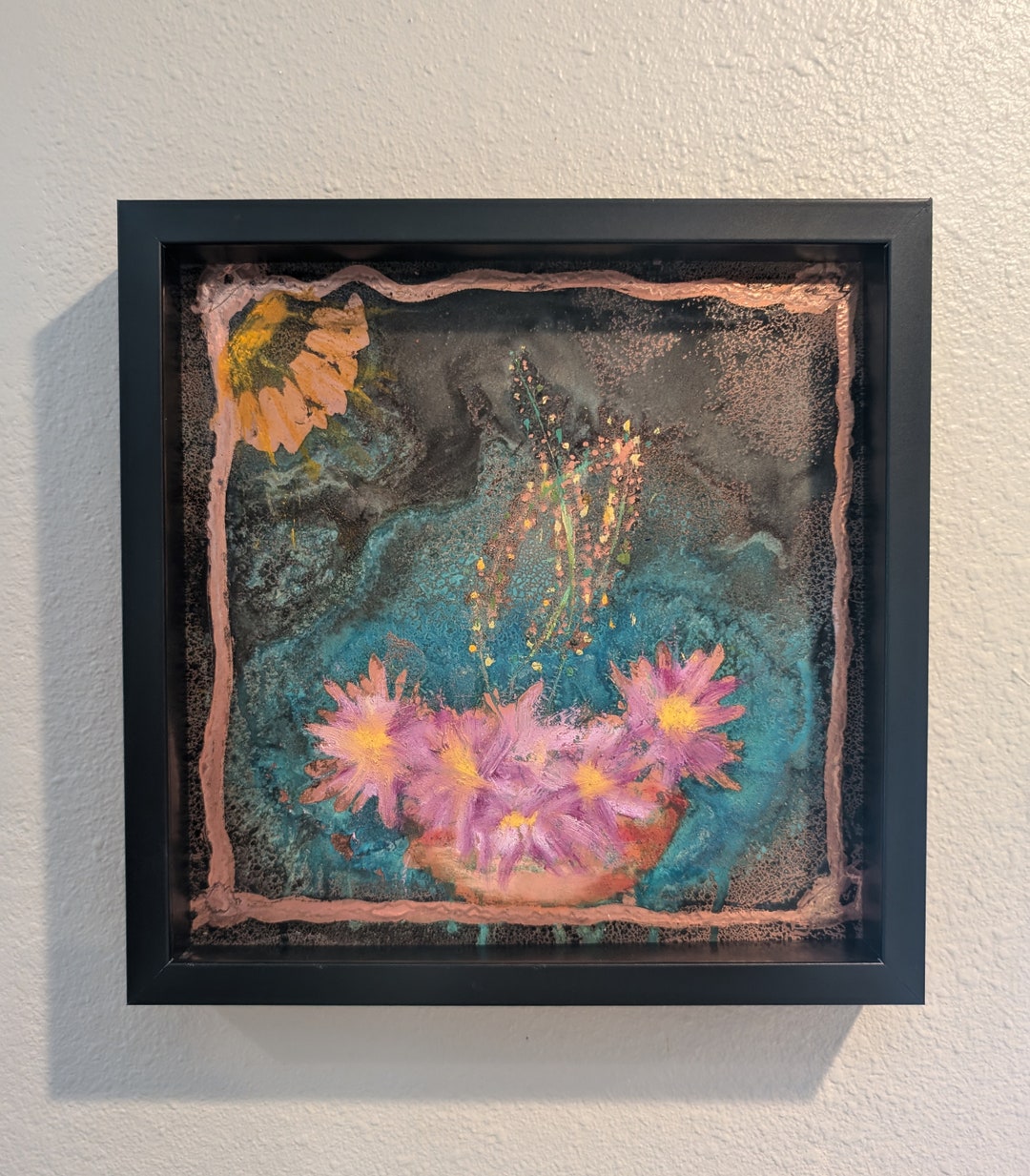 Handmade Oil on Copper Patina Art, 12" X 12" Real Oxidized Copper Panel ...