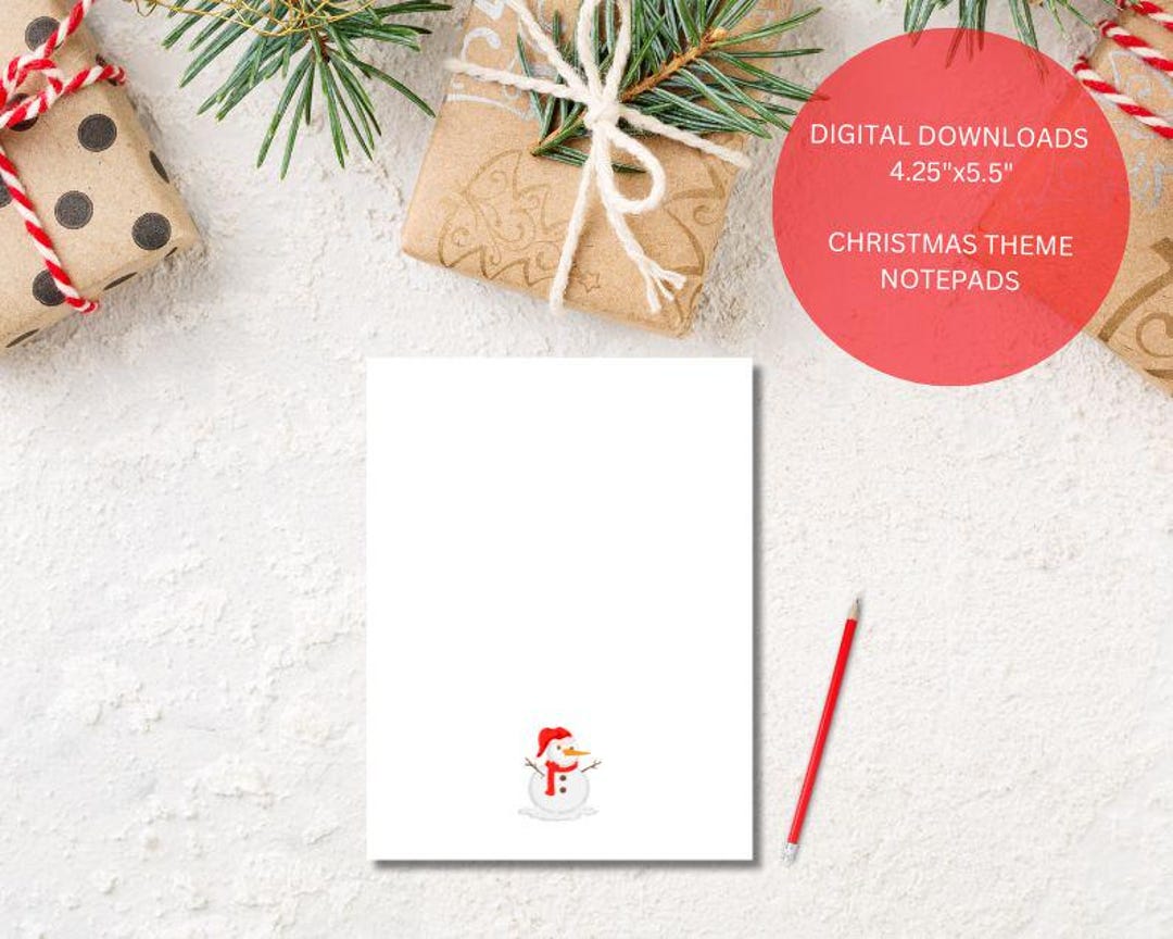 Downloadable Christmas Snowman Notepad Stationeryunlined Holiday ...