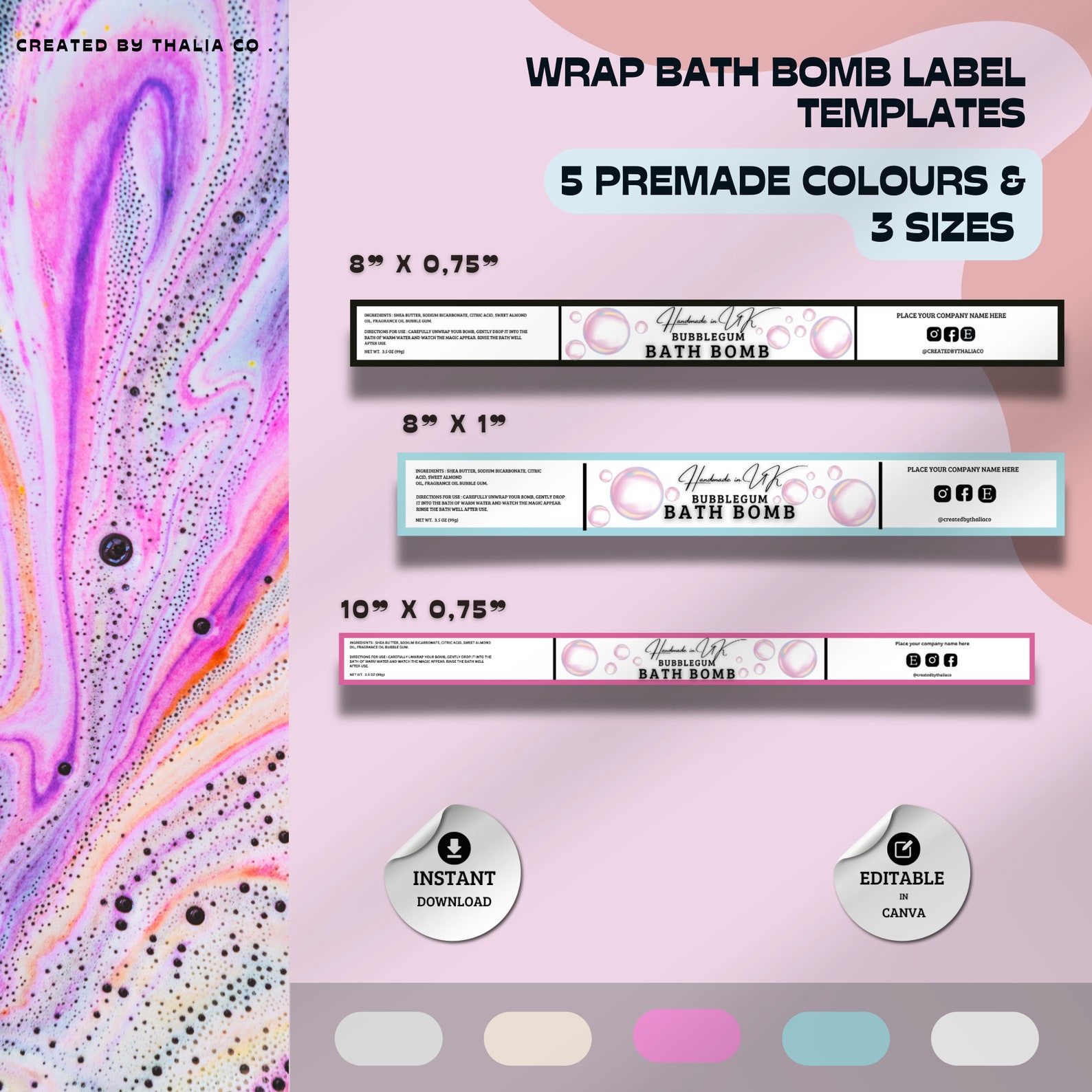 Editable Bath Bomb Label Template Bath Bomb Label Template Wrap Around ...