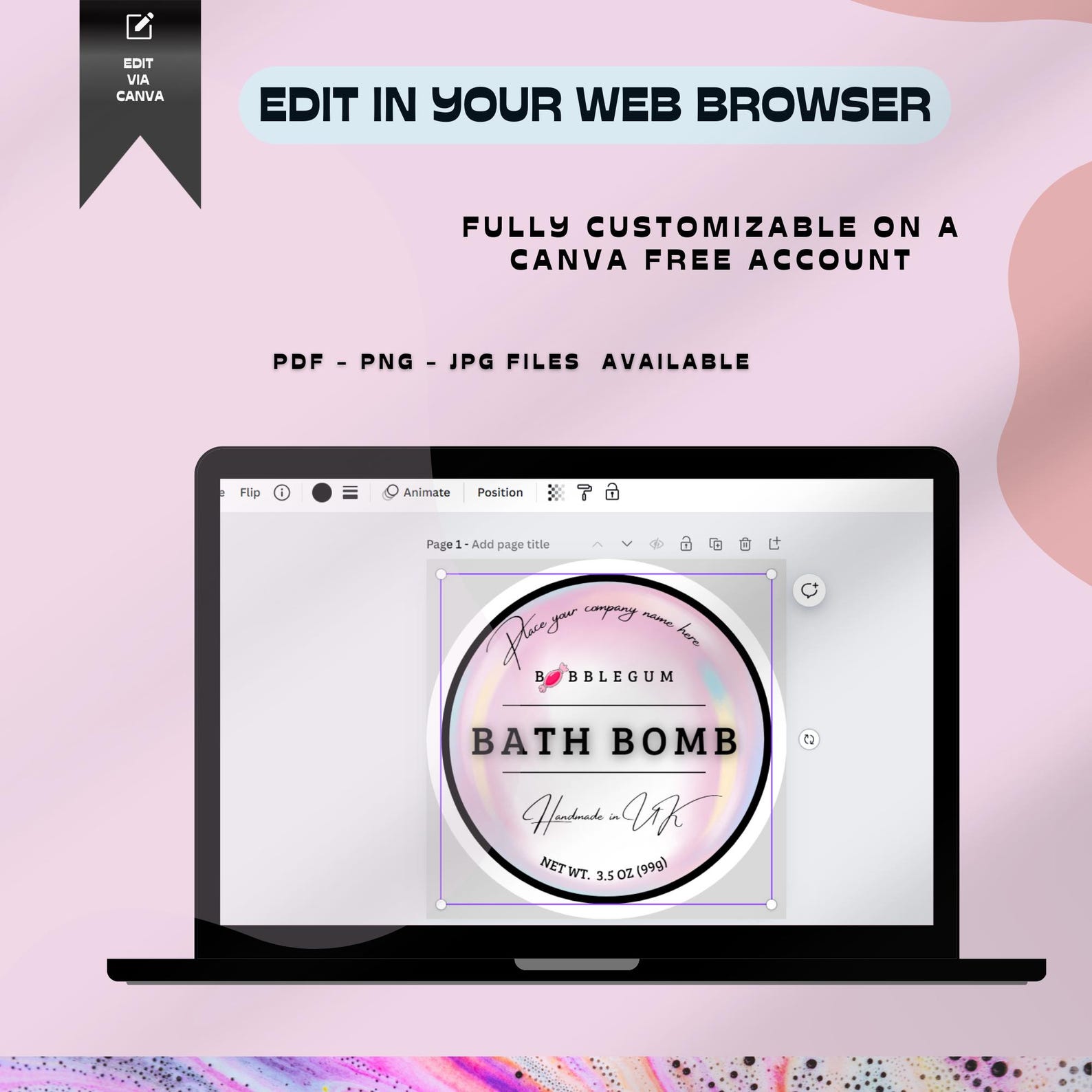 Editable Bath Bomb Label Template Bath Bomb Label Template Wrap Around ...