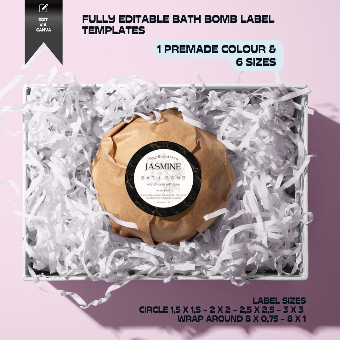 Editable Bath Bomb Label Template, Printable Bath Bomb Belly Band,round ...