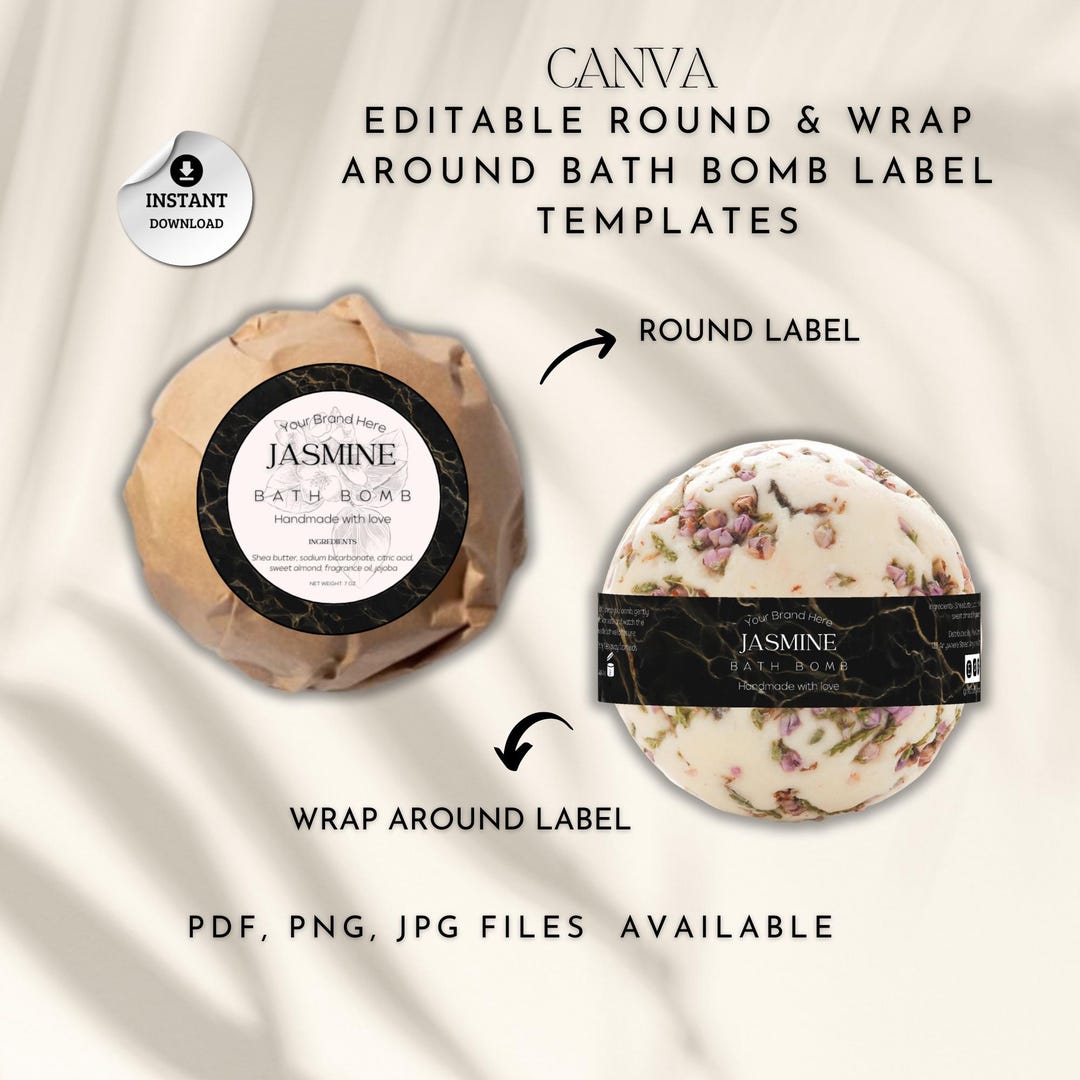 Editable Bath Bomb Label Template, Printable Bath Bomb Belly Band,round ...