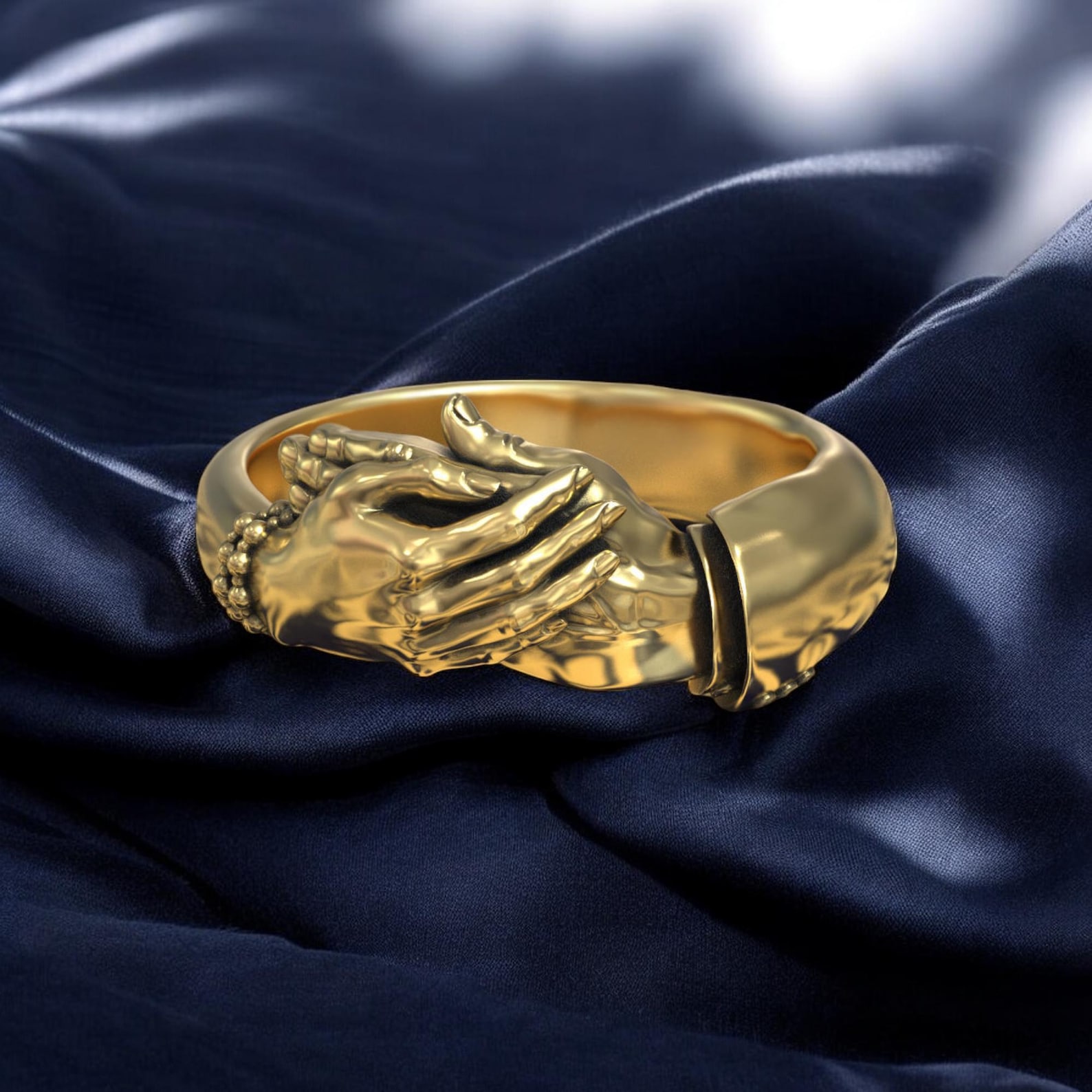 Hug Hands Men and Women Hugging Finger Ring 925 Sterling Silver ...